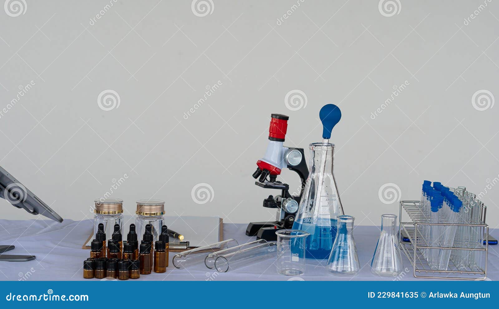 Red Blue Glass Bottle and Chemical Structure in Medical Science ...