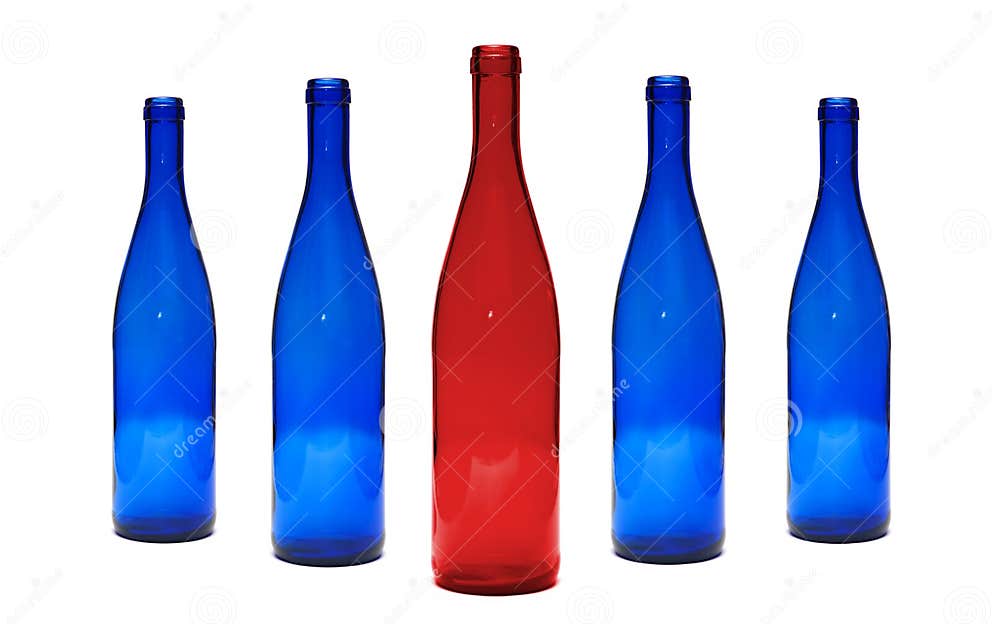 Red and Blue glass bottles stock image. Image of bottle - 12081383