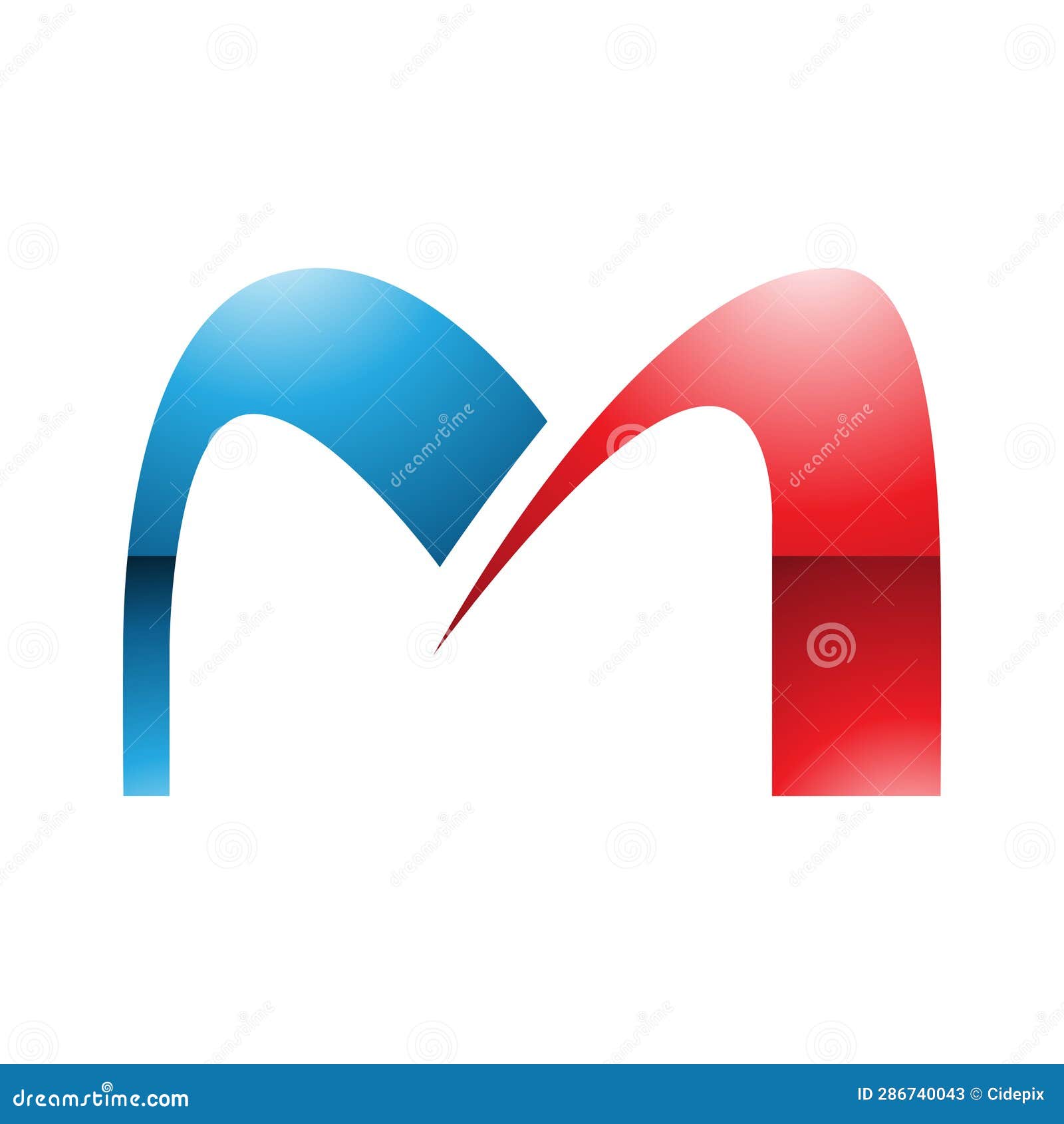 Red and Blue Glossy Arch Shaped Letter M Icon Stock Vector ...