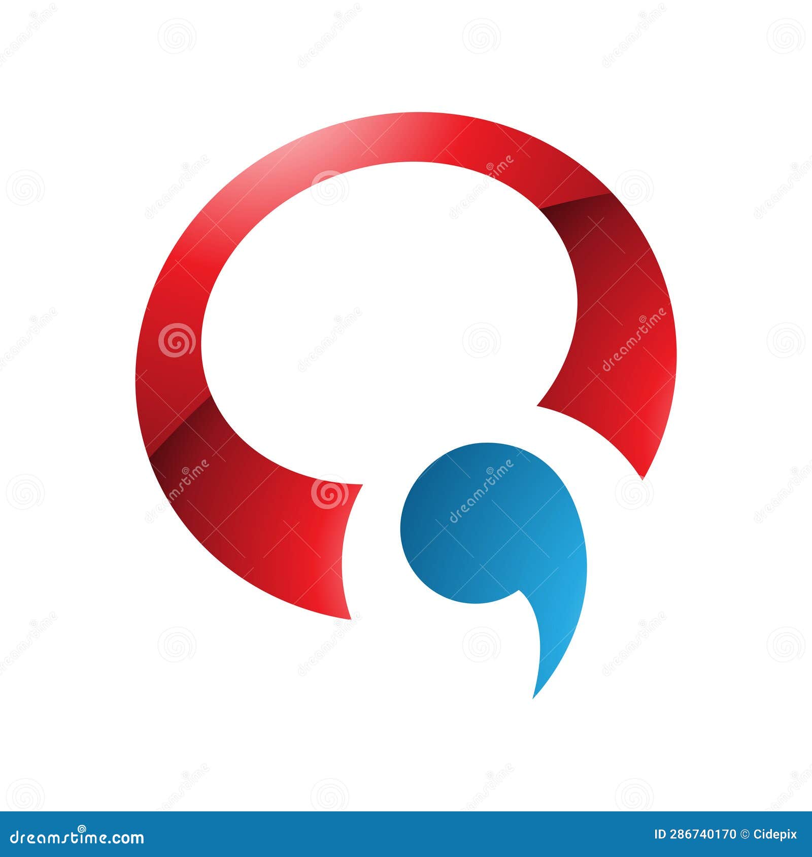Red and Blue Glossy Comma Shaped Letter Q Icon Stock Vector ...