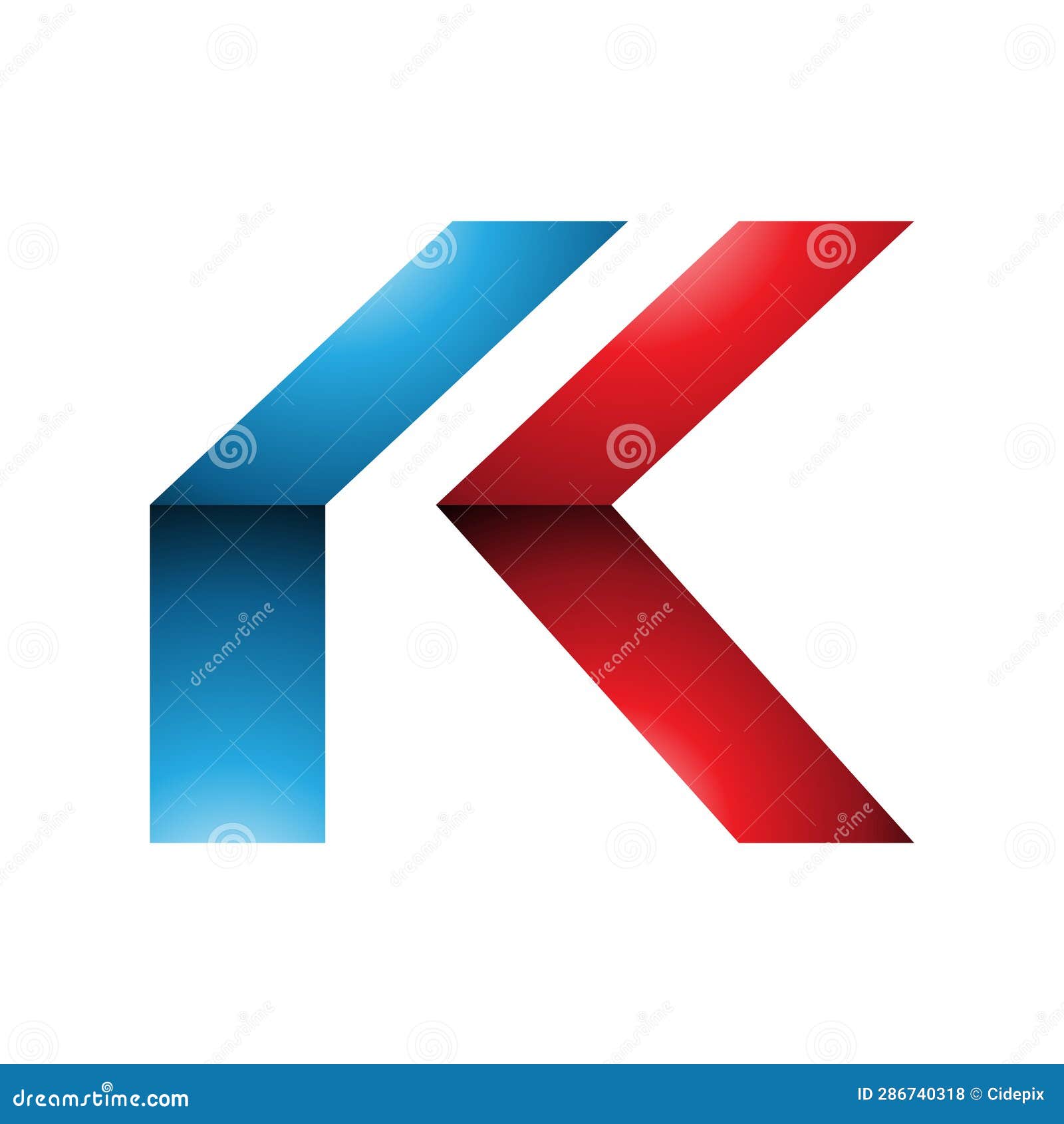 Red and Blue Glossy Folded Letter K Icon Stock Vector - Illustration of ...