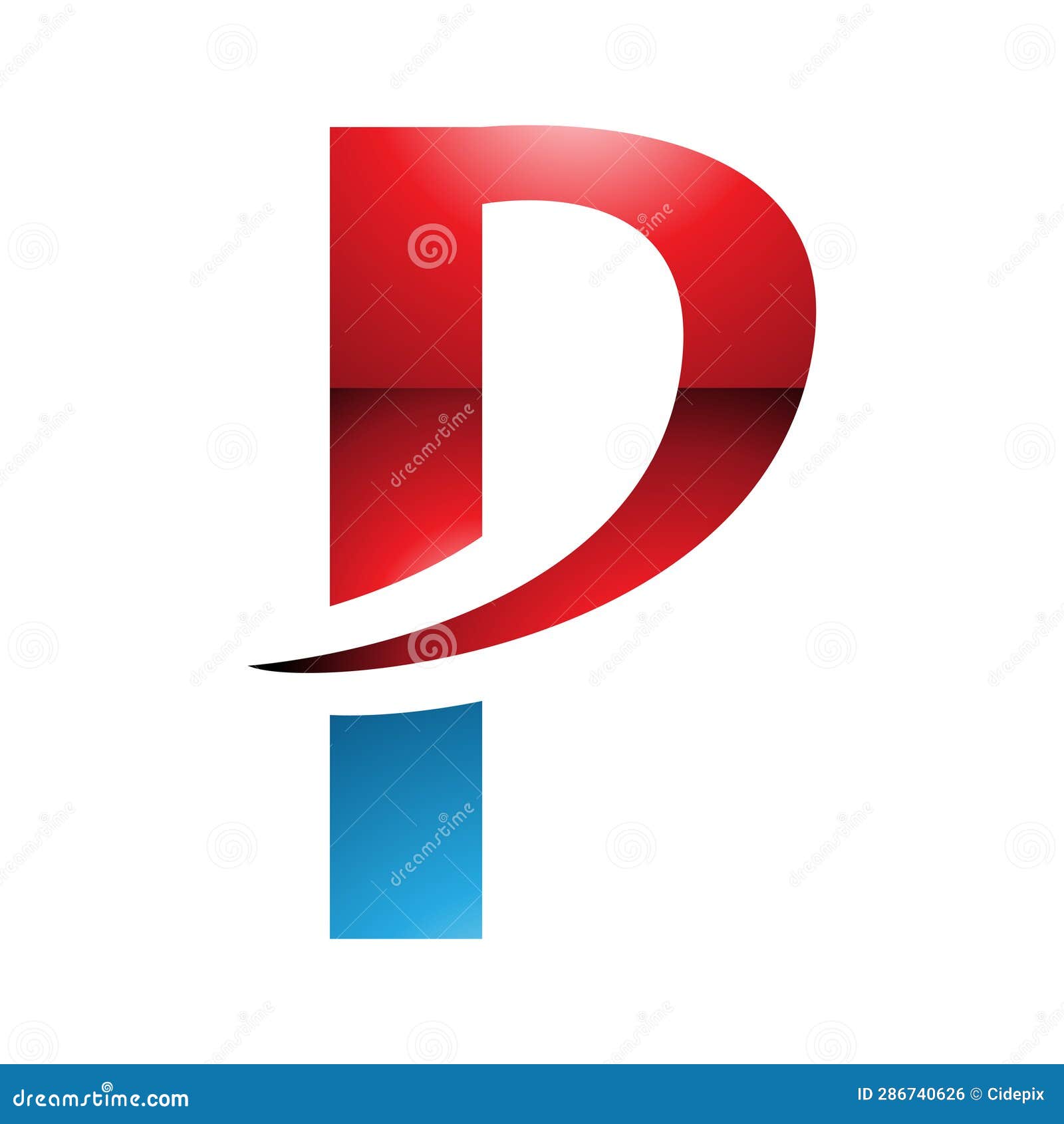 Red and Blue Glossy Letter P Icon with a Pointy Tip Stock Vector ...
