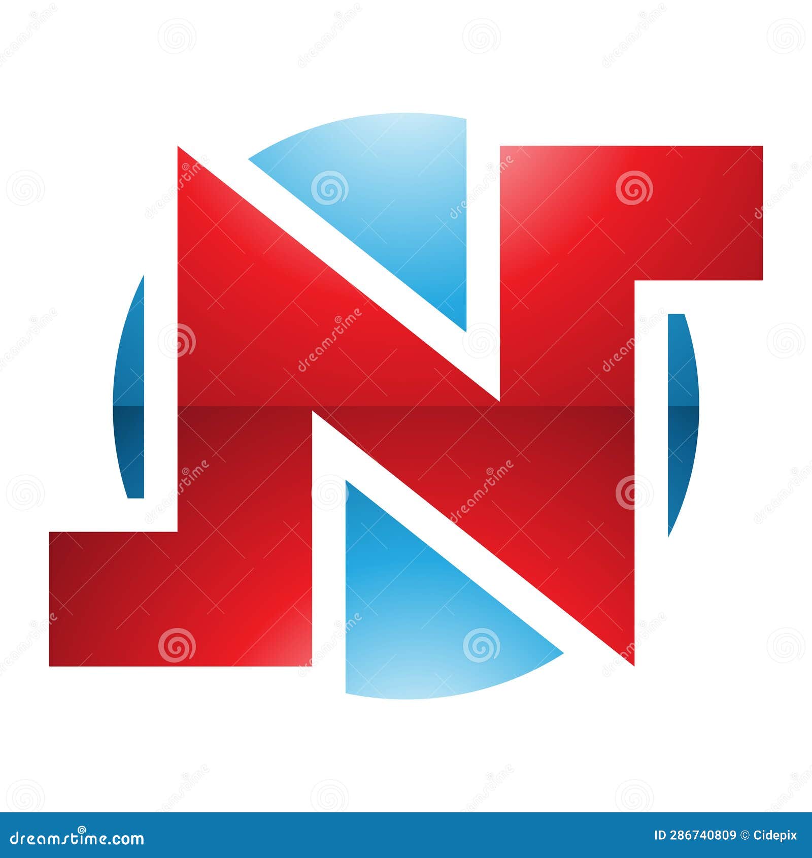 Red and Blue Glossy Round Bold Letter N Icon Stock Vector ...