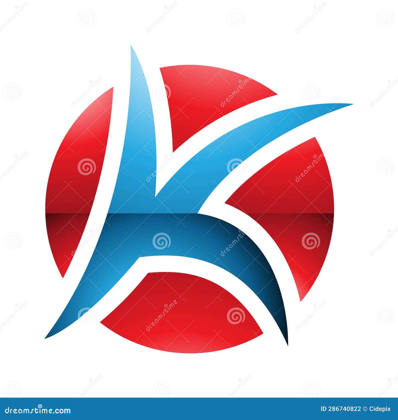 Red and Blue Glossy Round Pointy Letter K Icon Stock Vector ...