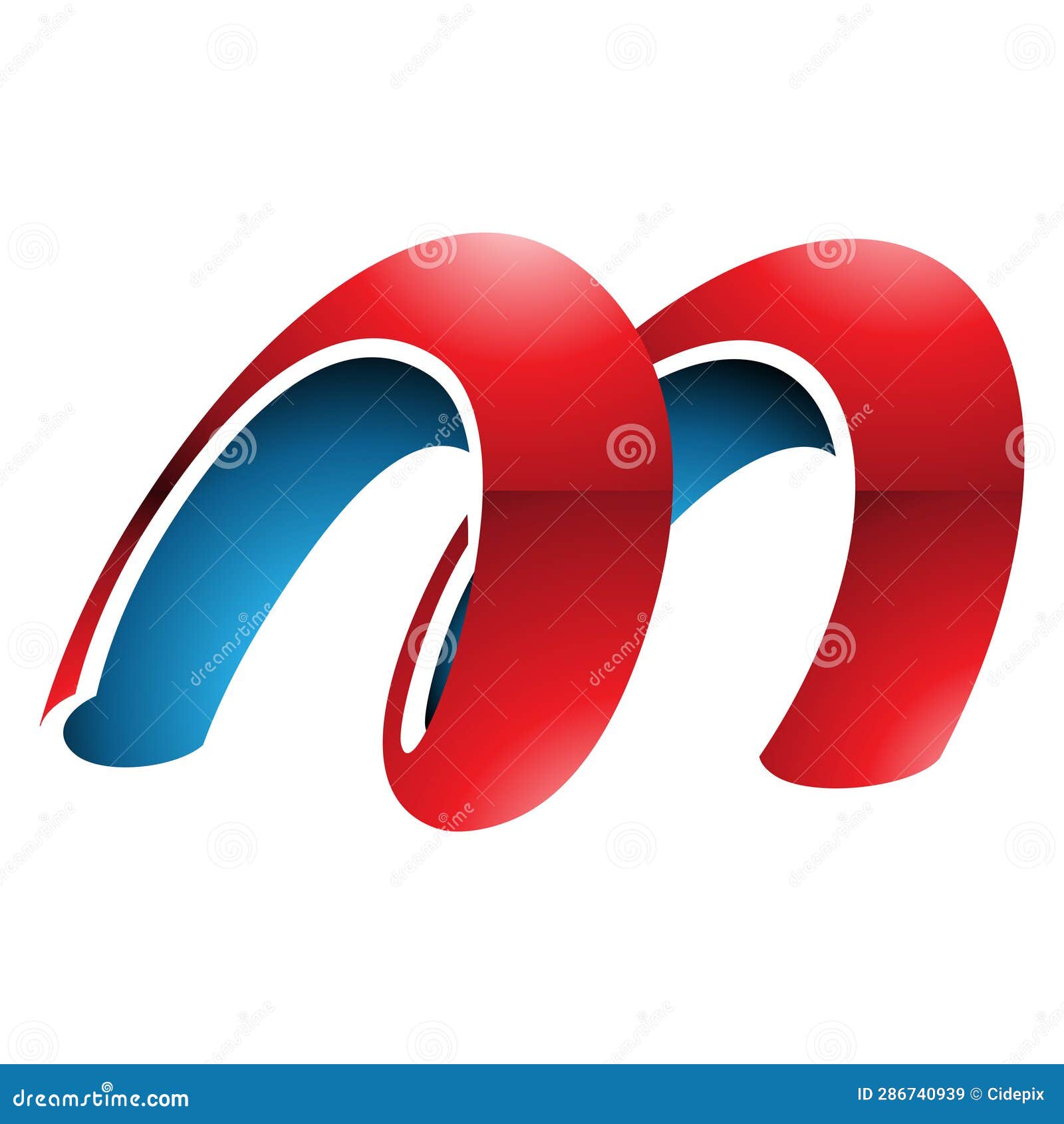 Red and Blue Glossy Spring Shaped Letter M Icon Stock Vector ...