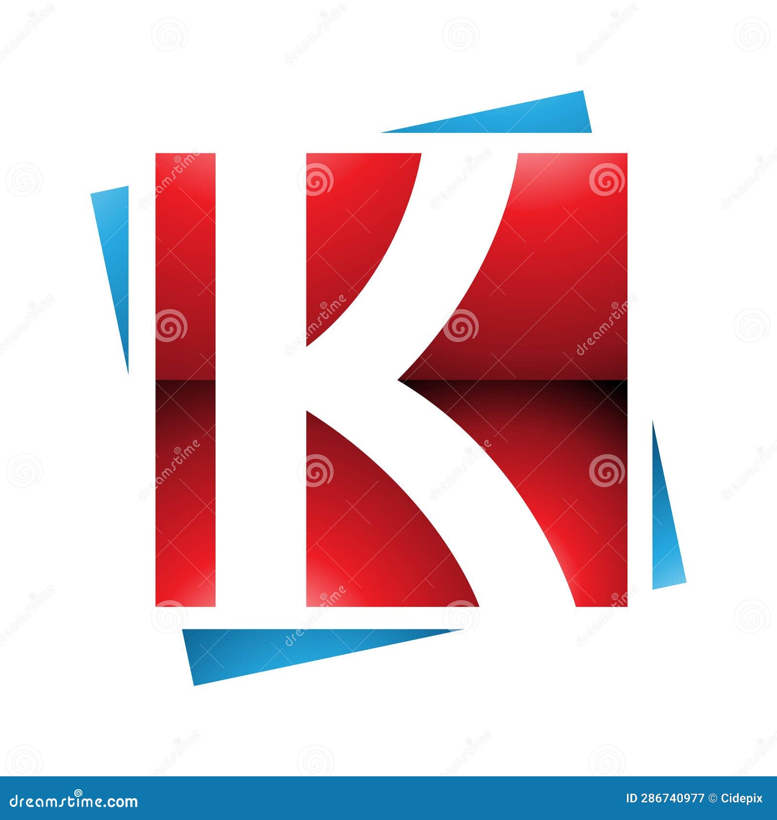 Red and Blue Glossy Square Letter K Icon Stock Vector - Illustration of ...