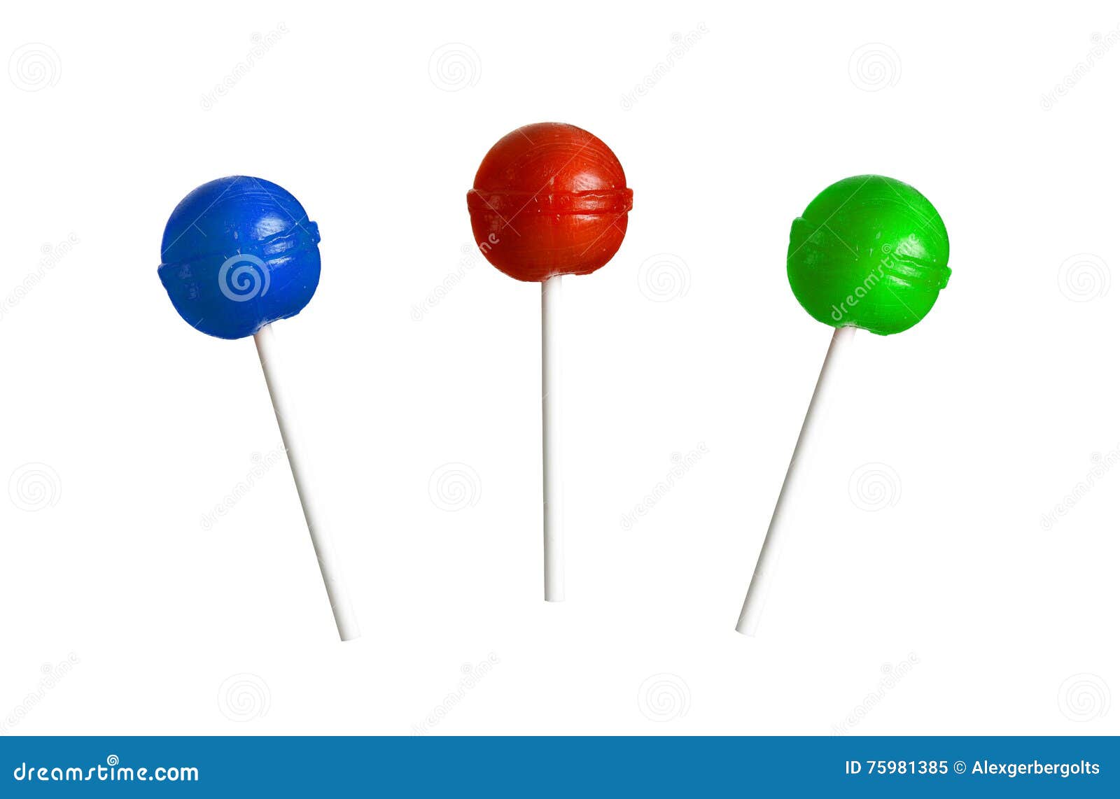 Red, Blue and Green Lollipop Isolated on White Background. Stock Image ...