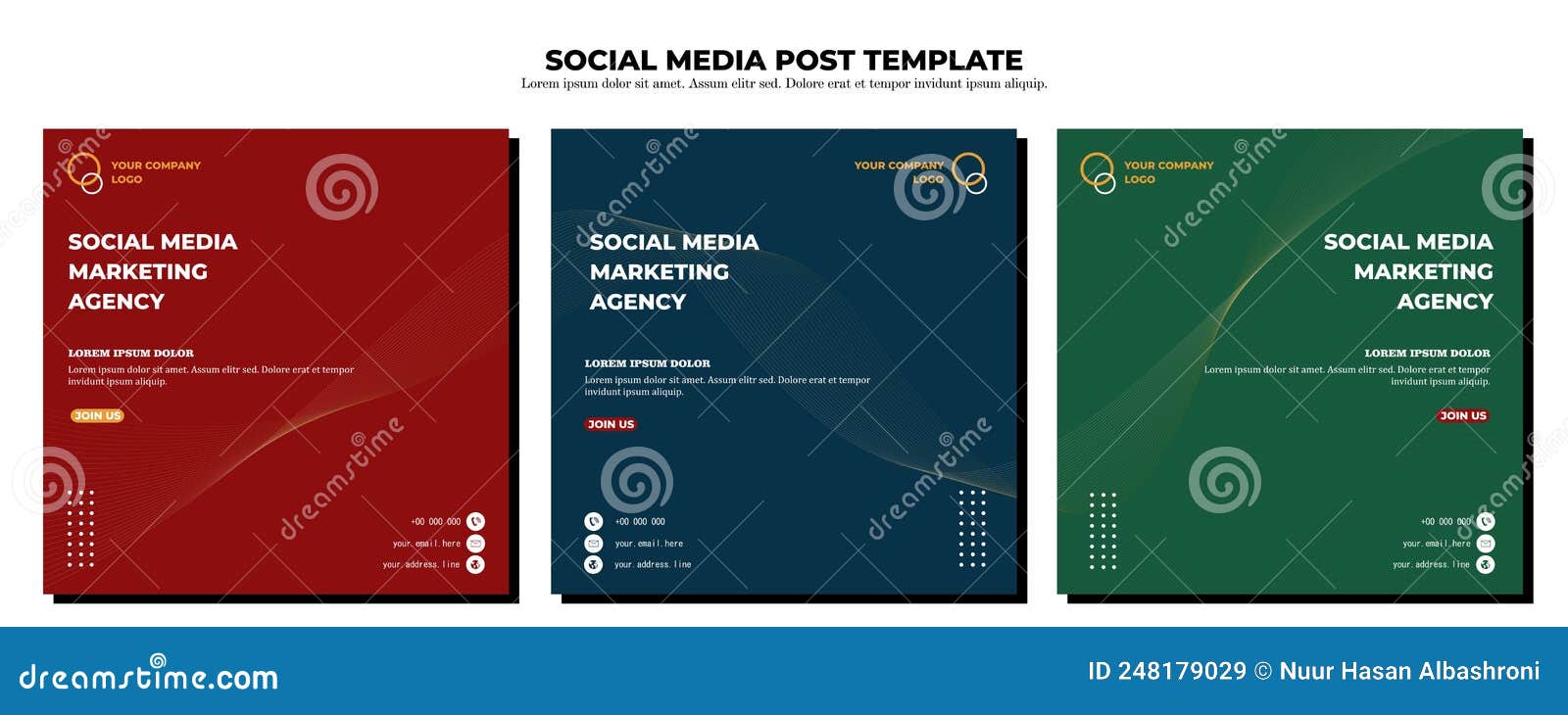 Red Blue Green Vector Social Media Post Template, Vector Art ...