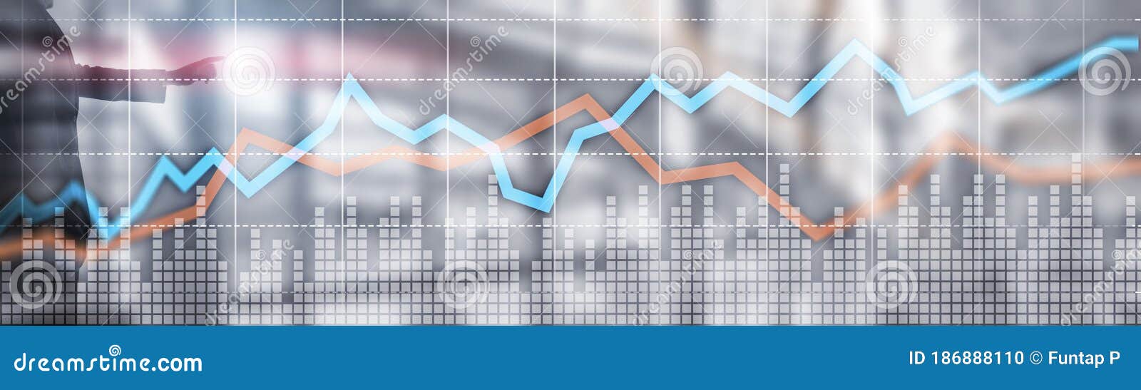 Red and Blue Growth Chart. Concept of Stock and Exchange. Stock Photo ...