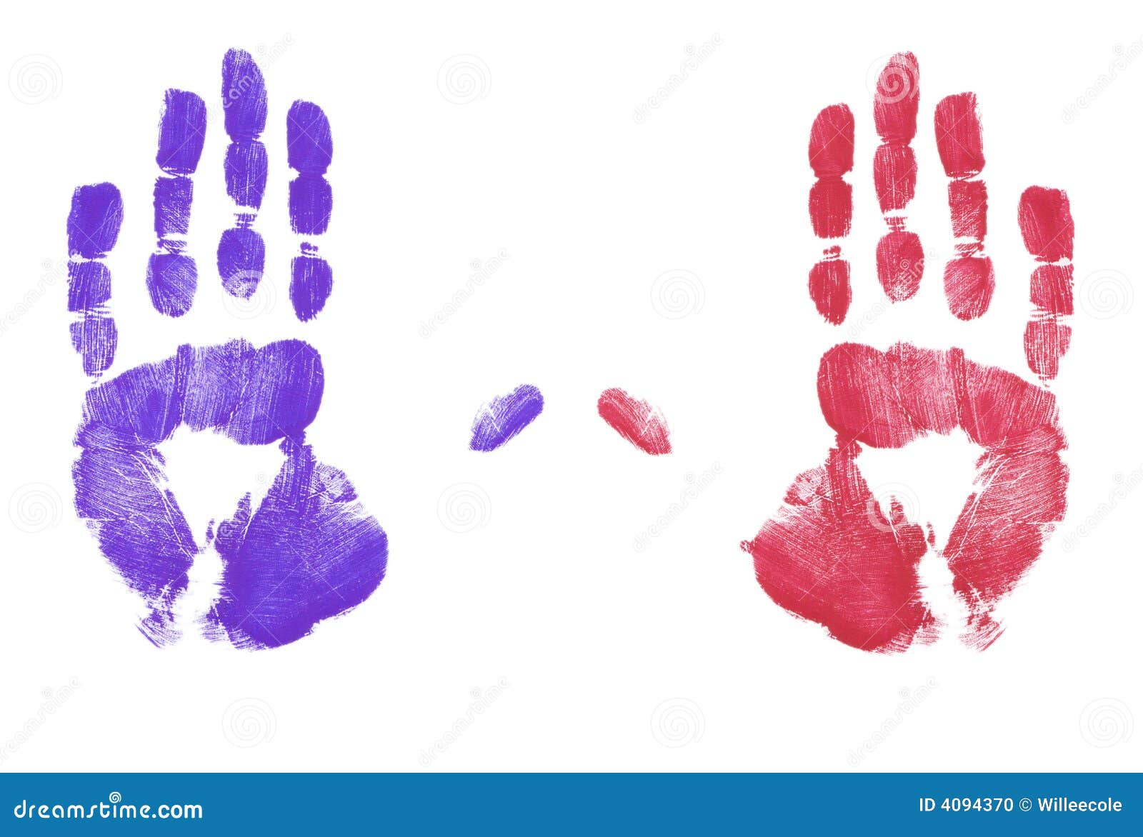 Red and blue hand prints stock photo. Image of telling - 4094370