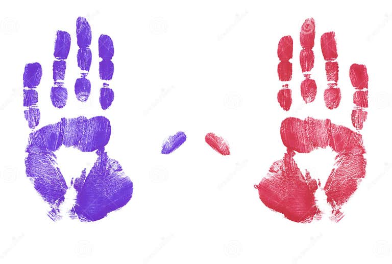 Red and blue hand prints stock photo. Image of telling - 4094370