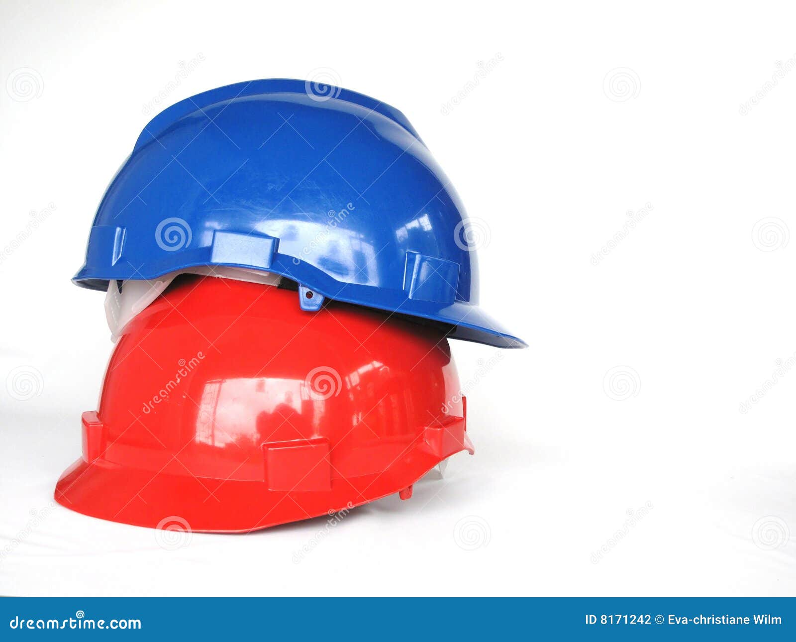 Red and blue hardhats stock photo. Image of head, headgear - 8171242