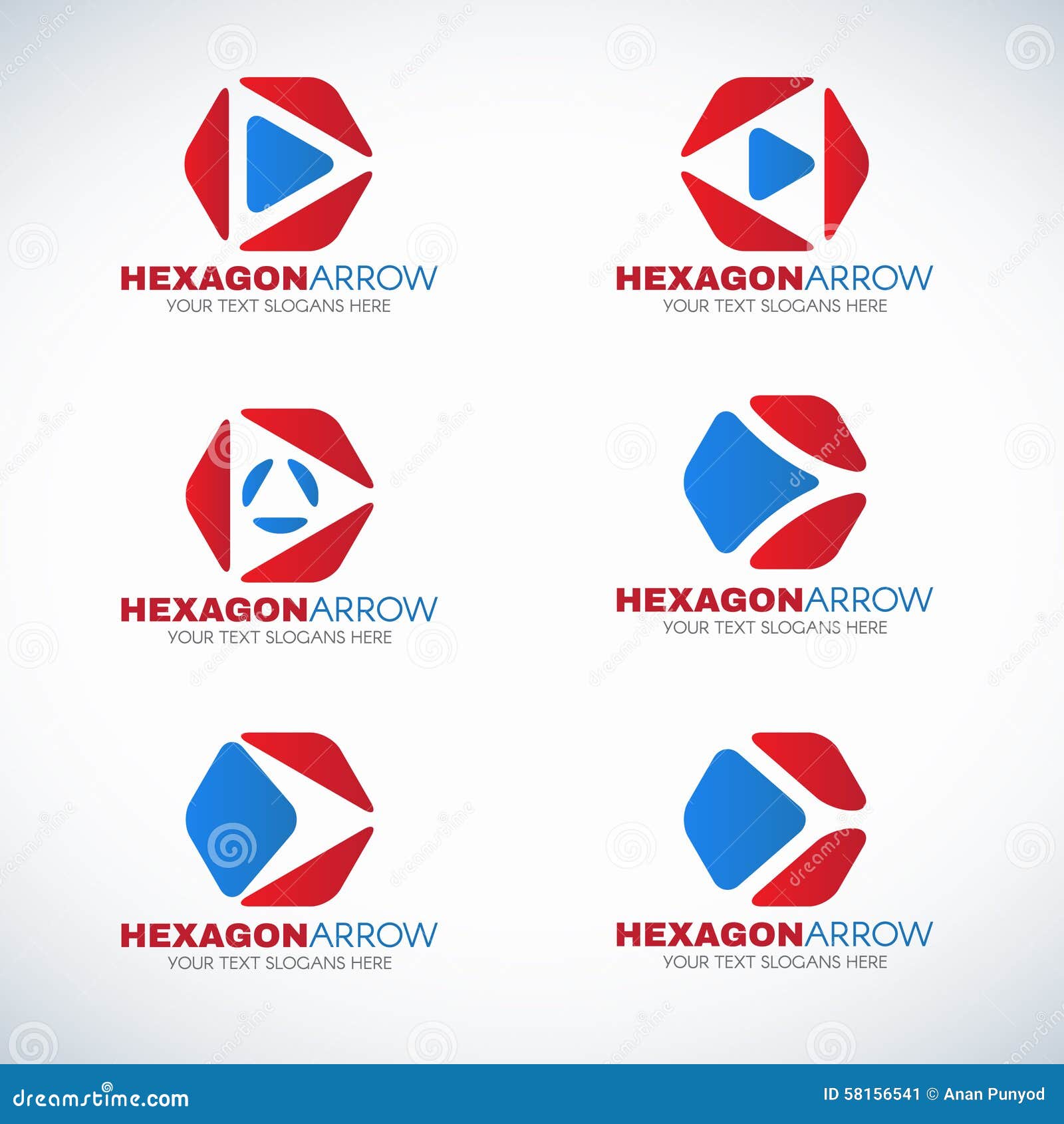 Red Blue Hexagon and Arrow Corner Logo Vector Design Stock Vector ...