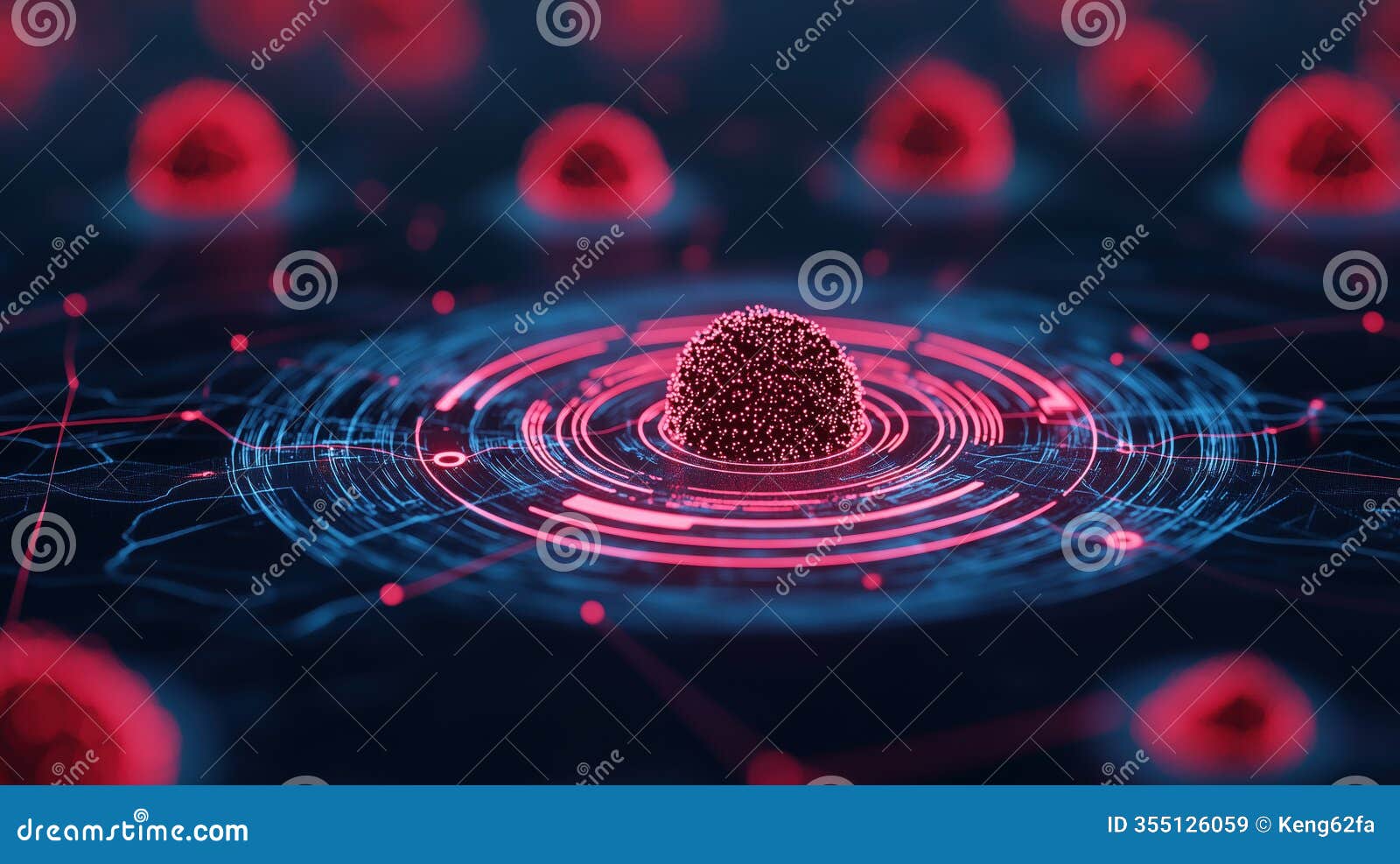 Red and Blue Holographic Threat Detection System with Glowing Digital ...