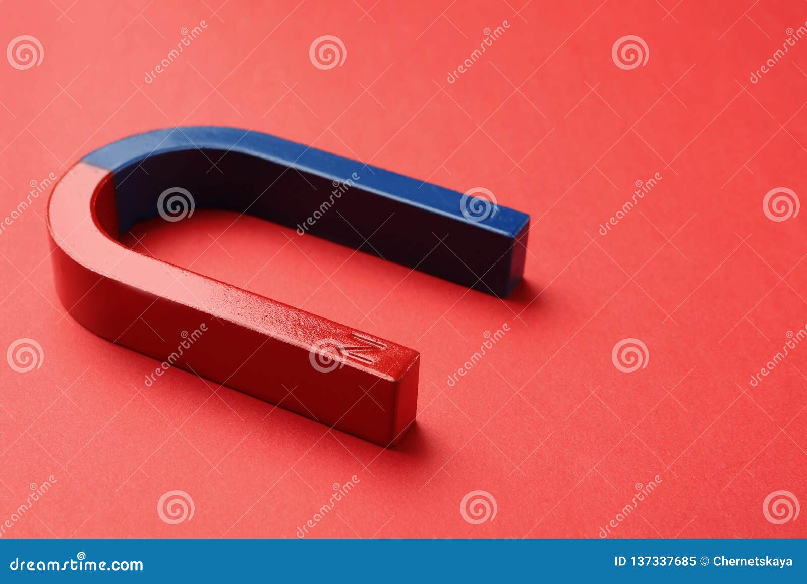 Red and Blue Horseshoe Magnet on Color Background Stock Image - Image ...