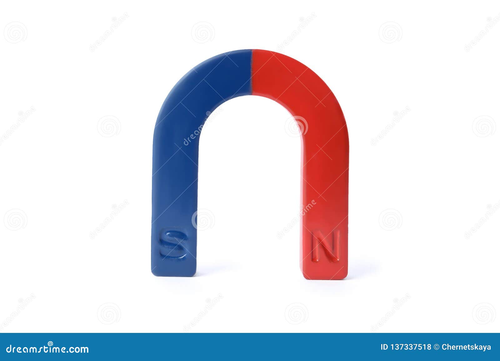 Red and Blue Horseshoe Magnet on White Stock Photo - Image of science ...