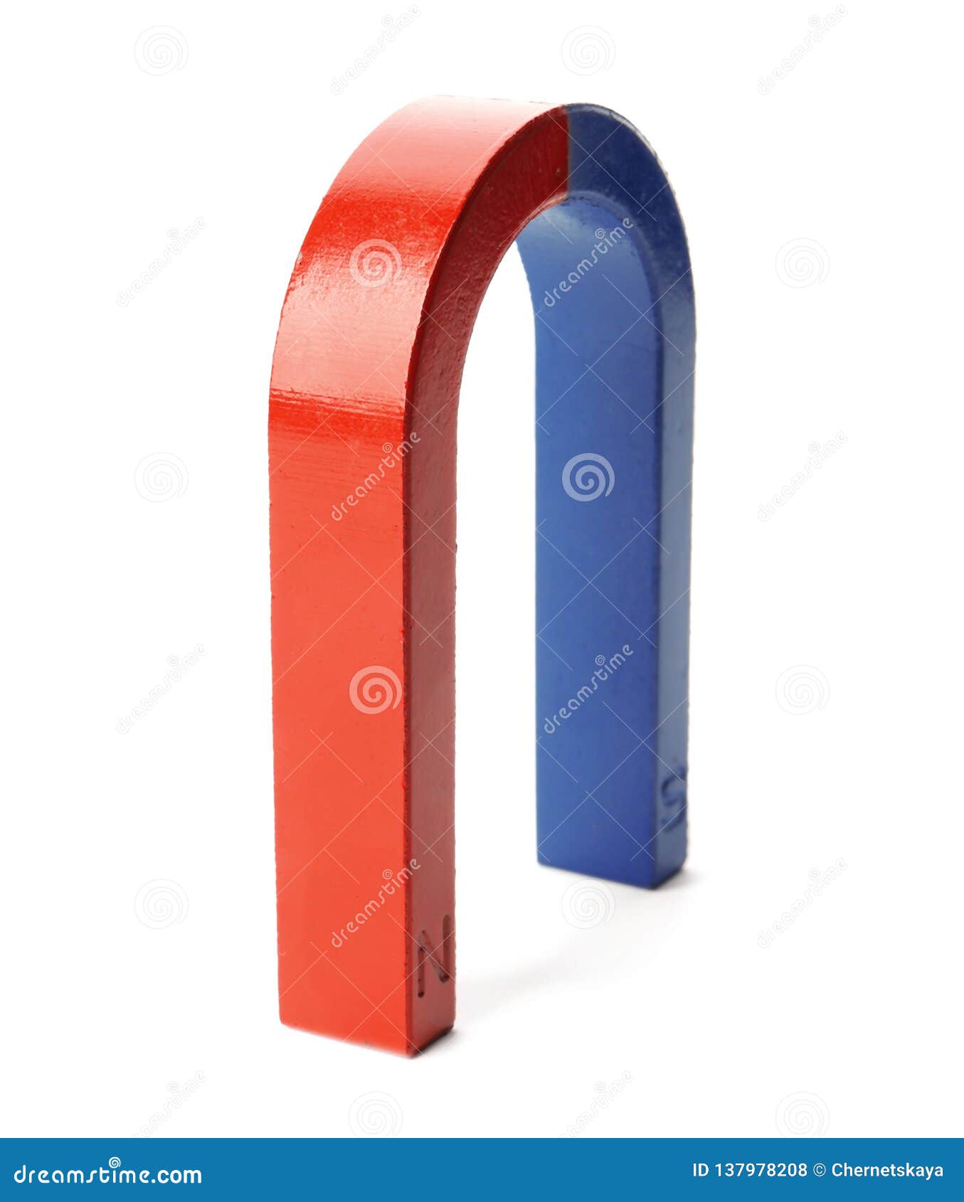 Red and Blue Horseshoe Magnet on White Stock Photo - Image of equipment ...