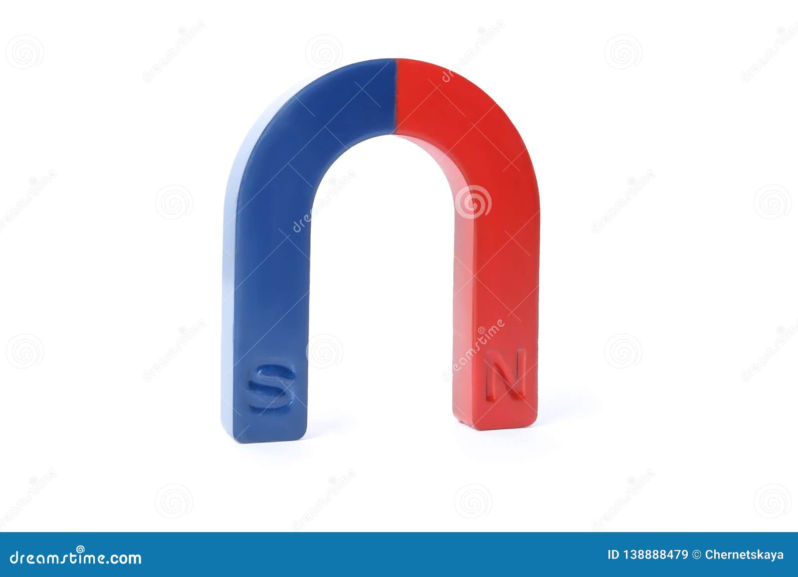 Red and Blue Horseshoe Magnet on White Stock Image - Image of gravity ...