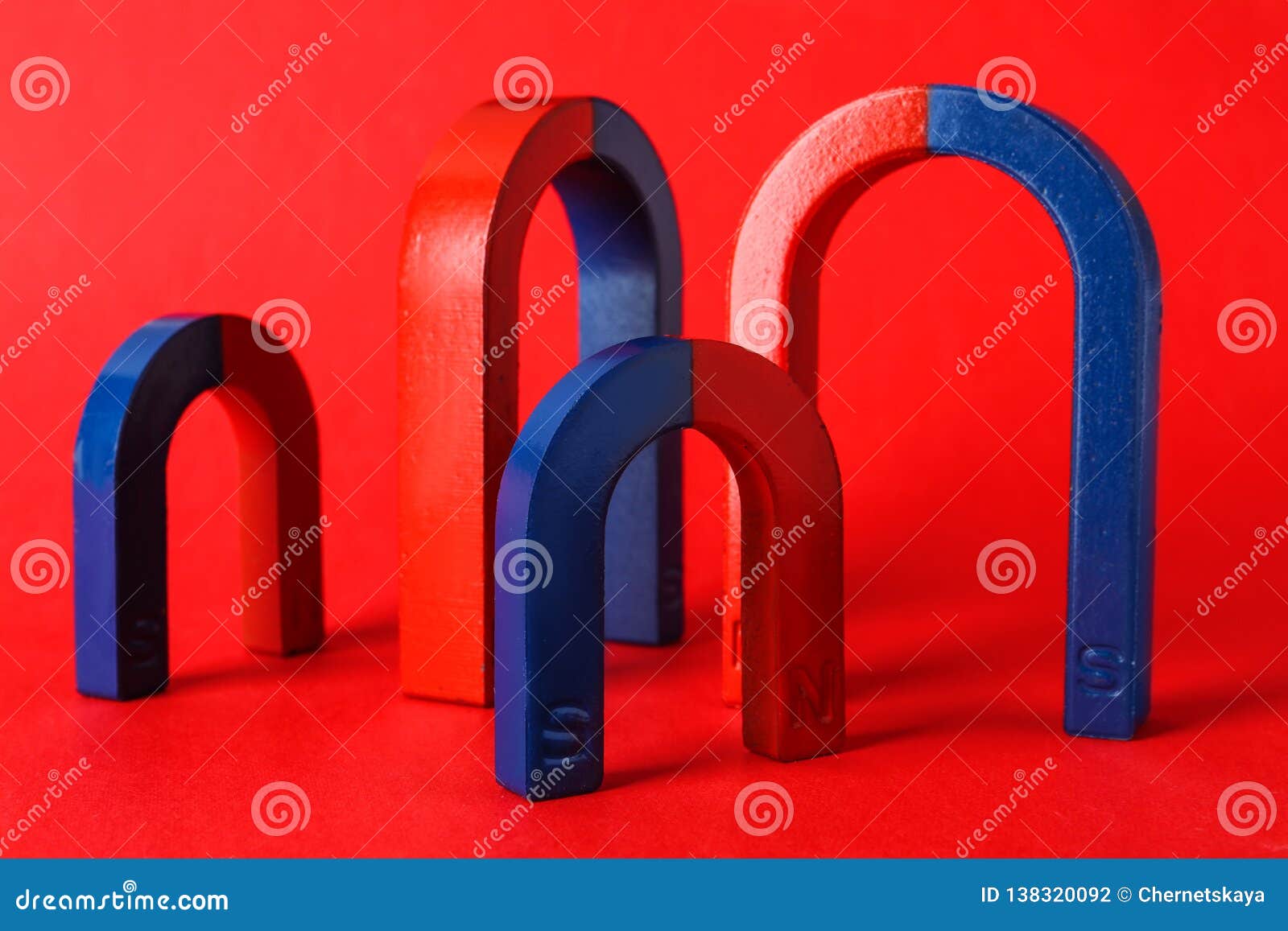Red and Blue Horseshoe Magnets Stock Photo - Image of school ...