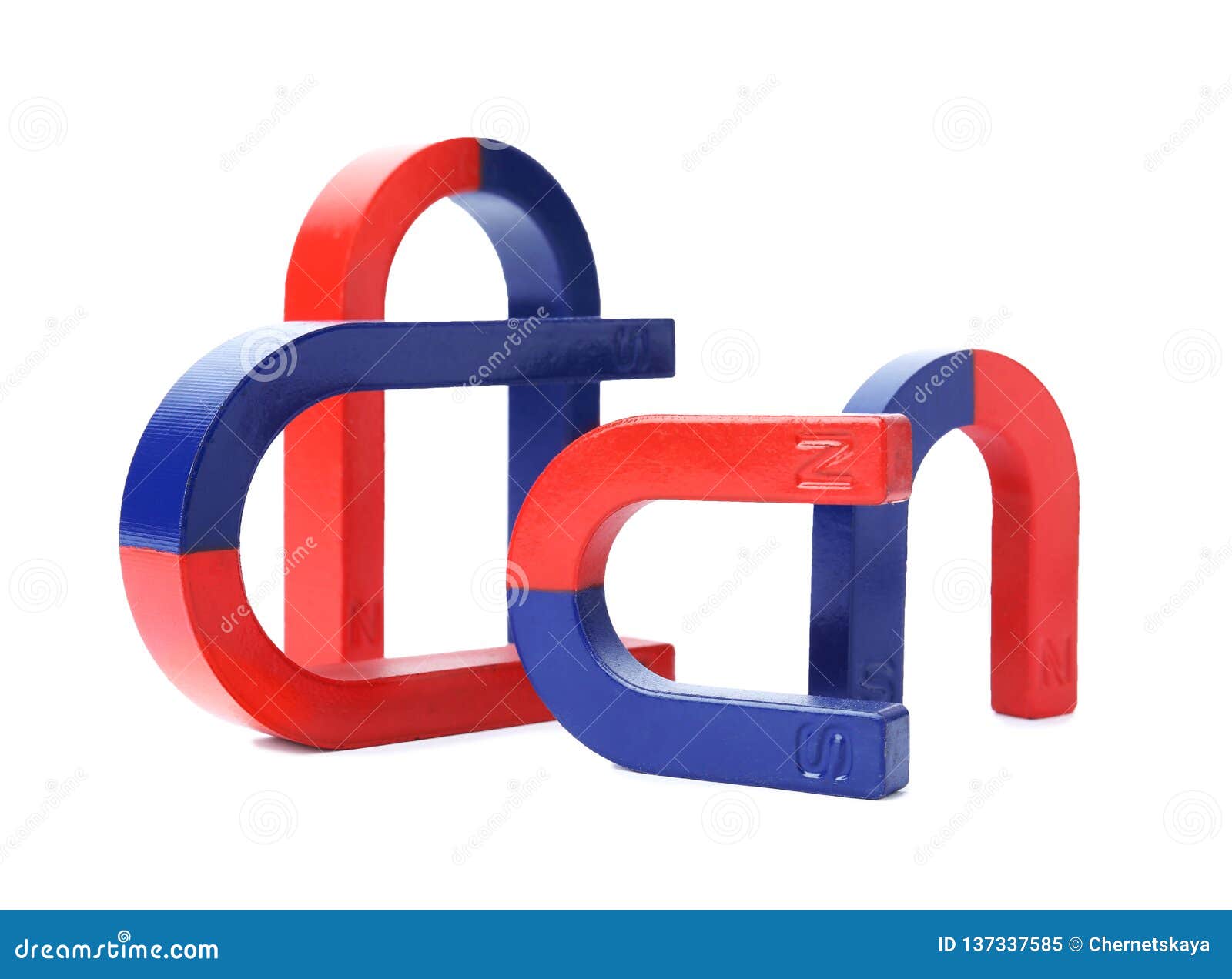 Red and Blue Horseshoe Magnets on White Stock Image - Image of magnet ...