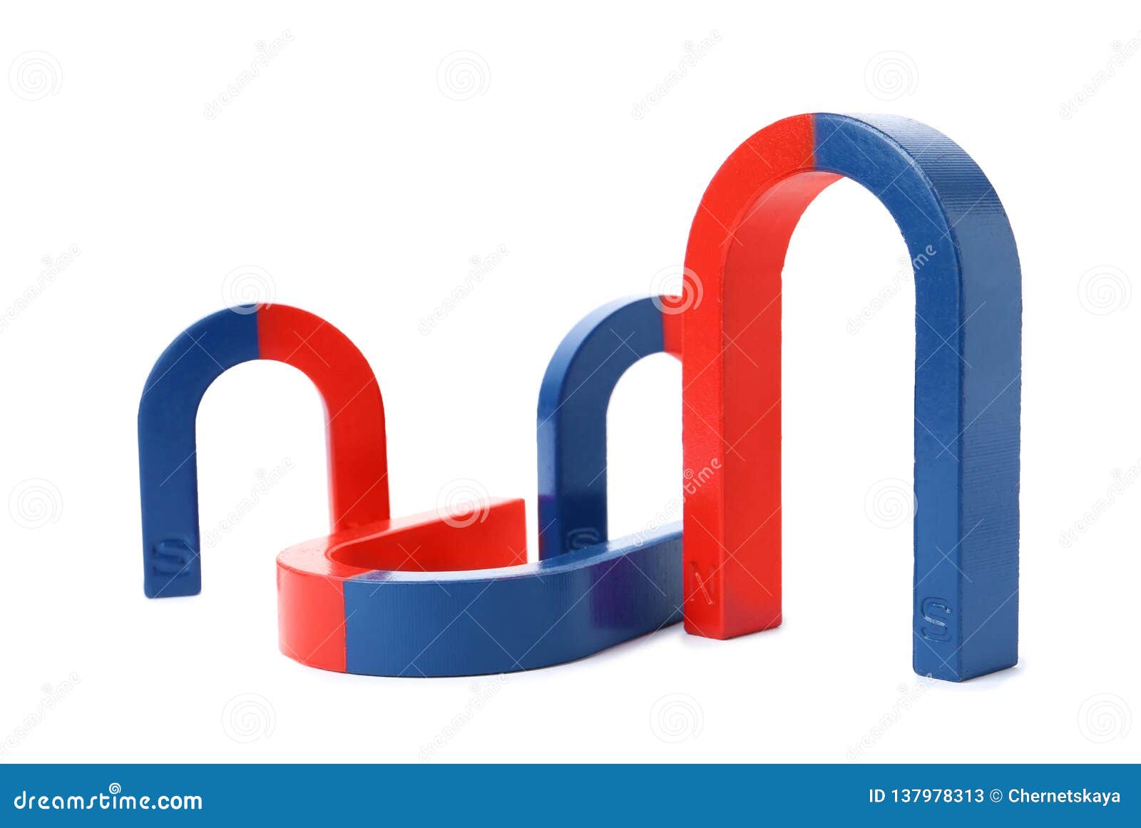 Red and Blue Horseshoe Magnets on White Stock Image - Image of force ...
