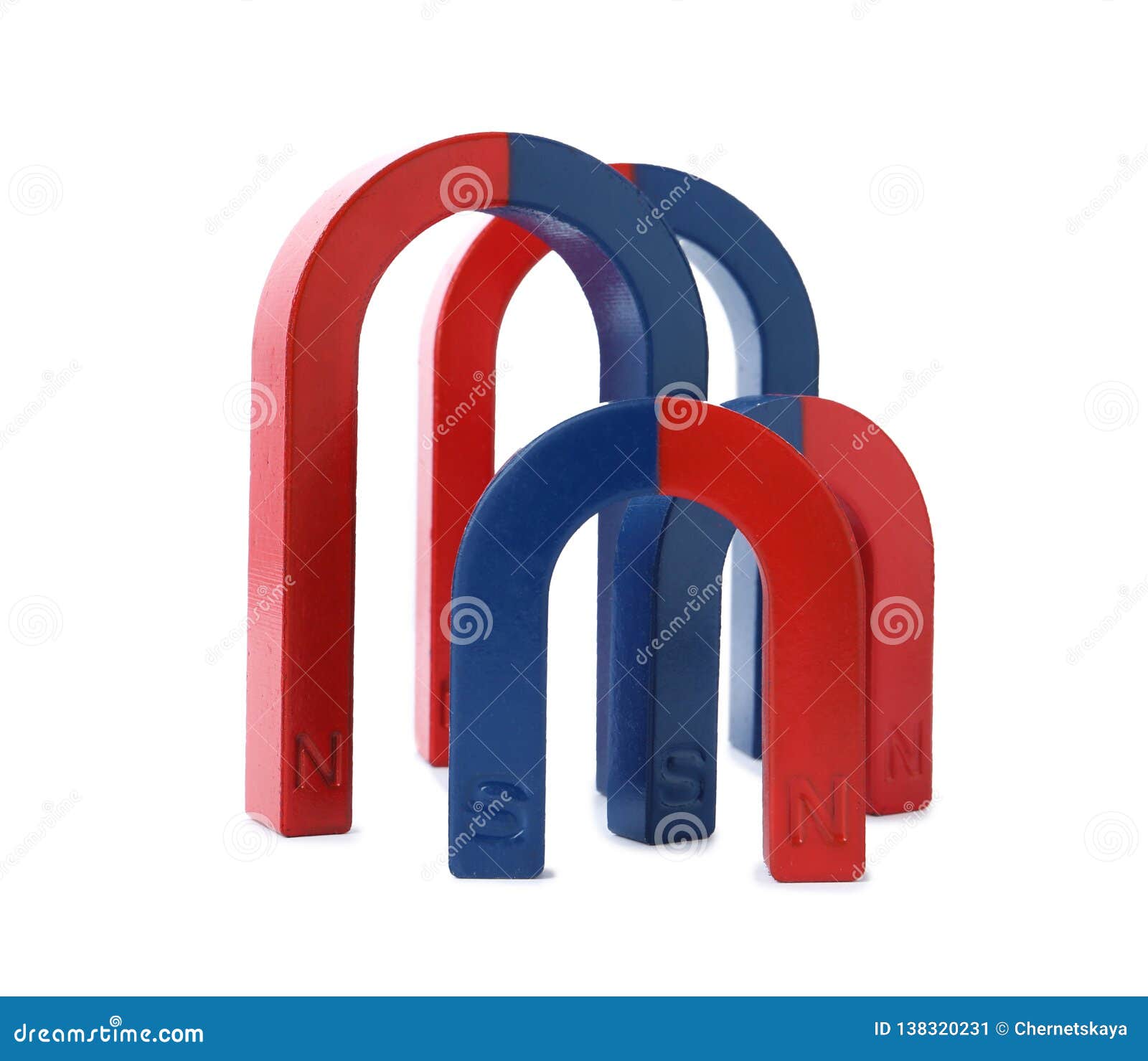 Red and Blue Horseshoe Magnets on White Stock Image - Image of physics ...