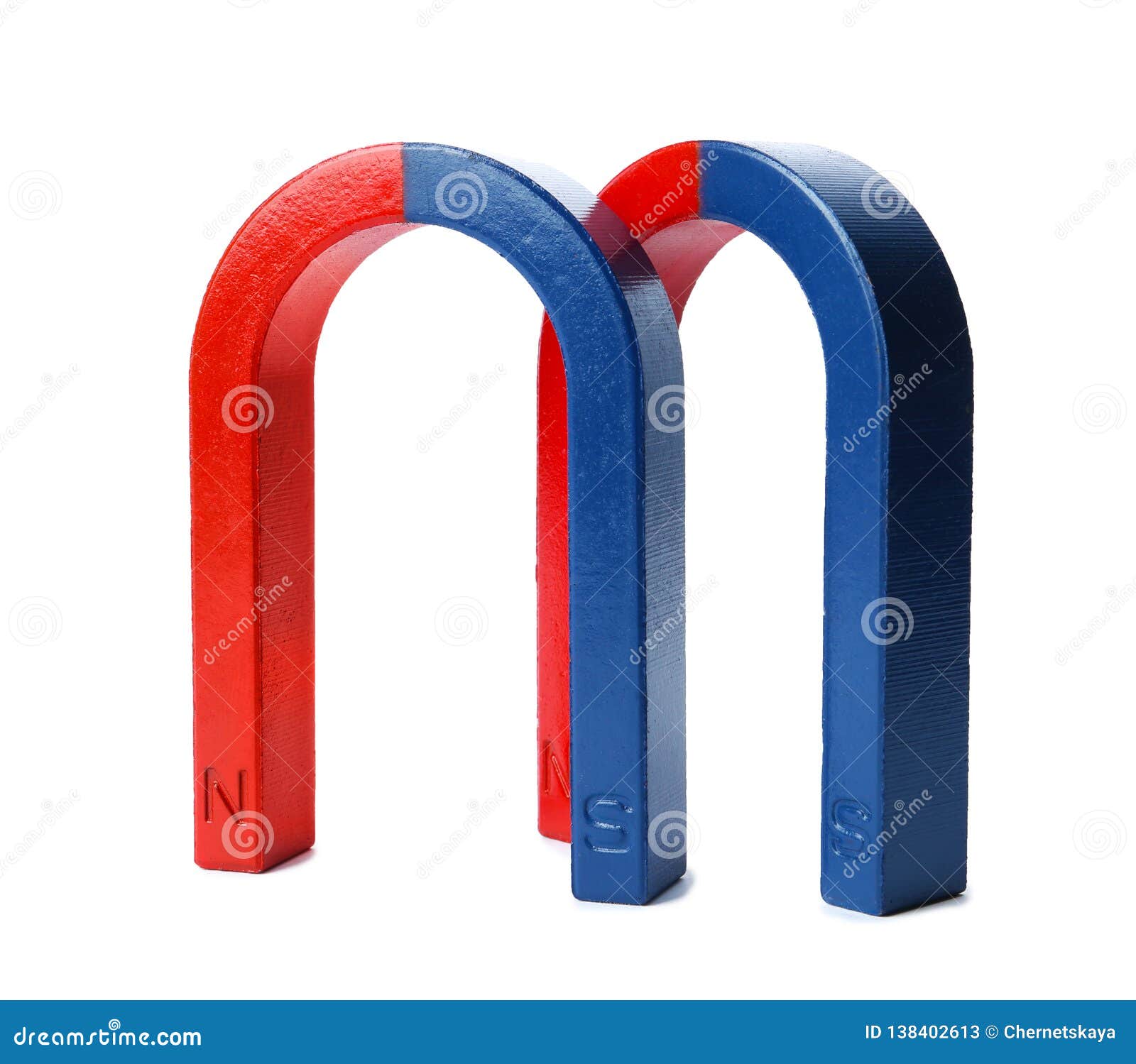 Red and Blue Horseshoe Magnets on White Stock Image - Image of blue ...