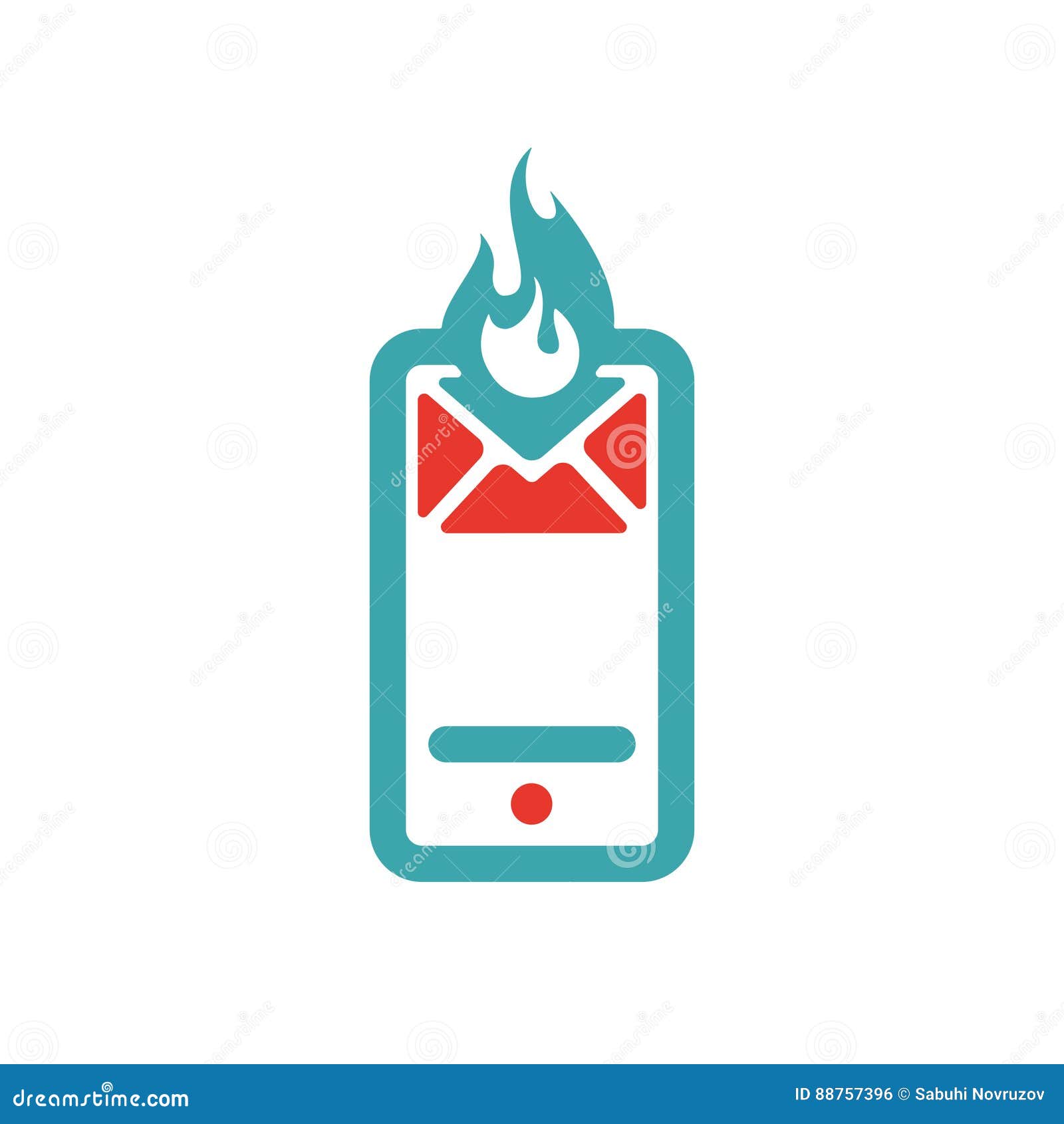 Red and Blue Hot Mail on Smartphone Vector Icon. Stock Vector ...