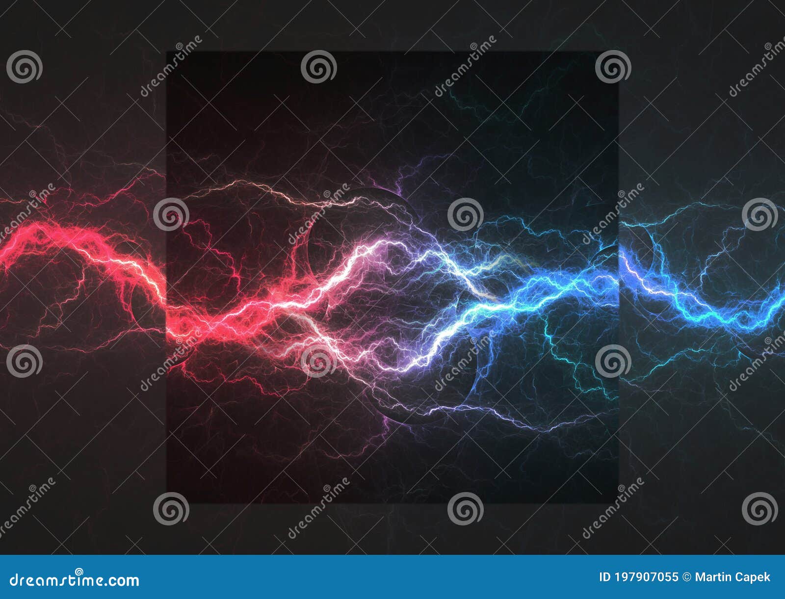Red and blue ice lightning stock illustration. Illustration of cold ...