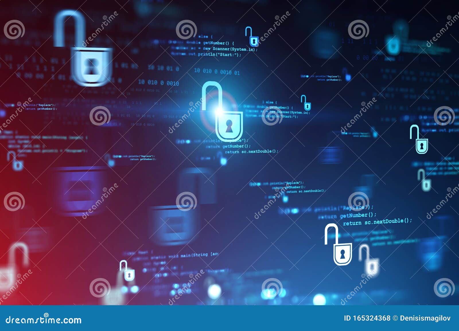 Red Blue Immersive Cyber Security Interface Stock Illustration ...