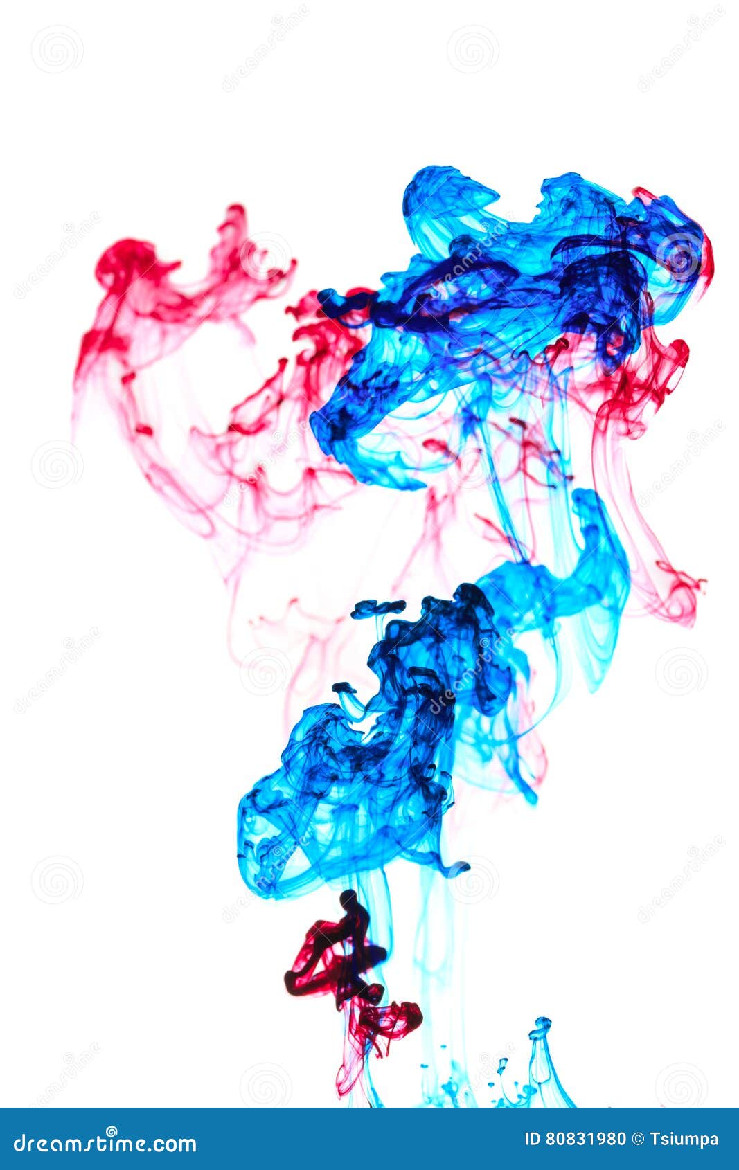 Red and blue ink in water stock photo. Image of pollution - 80831980
