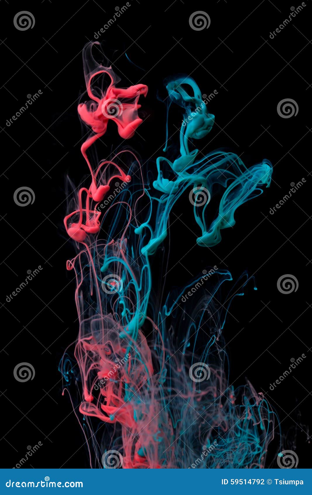Red and blue ink in water stock photo. Image of abstract - 59514792