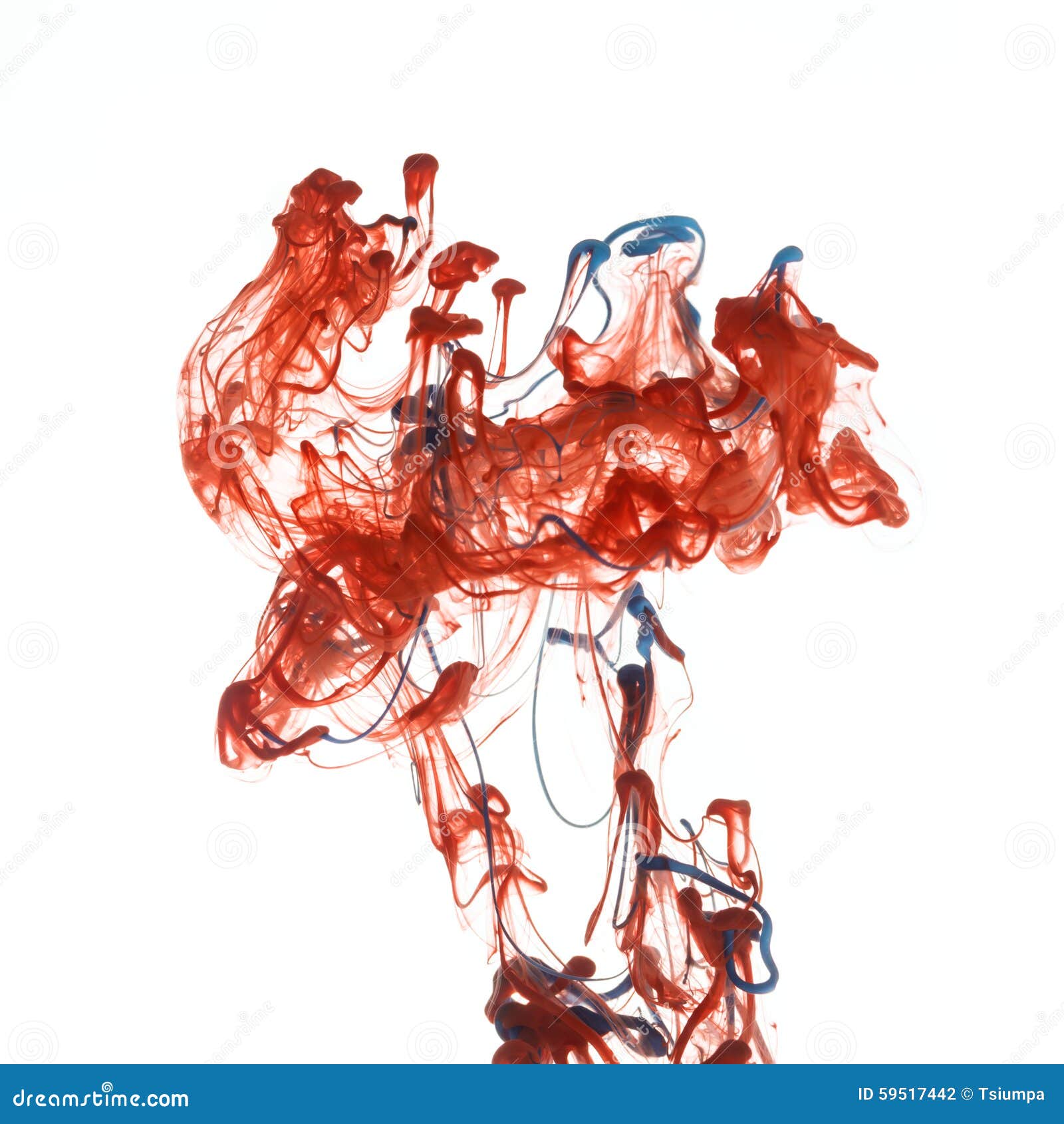 Red and blue ink in water stock photo. Image of creativity - 59517442