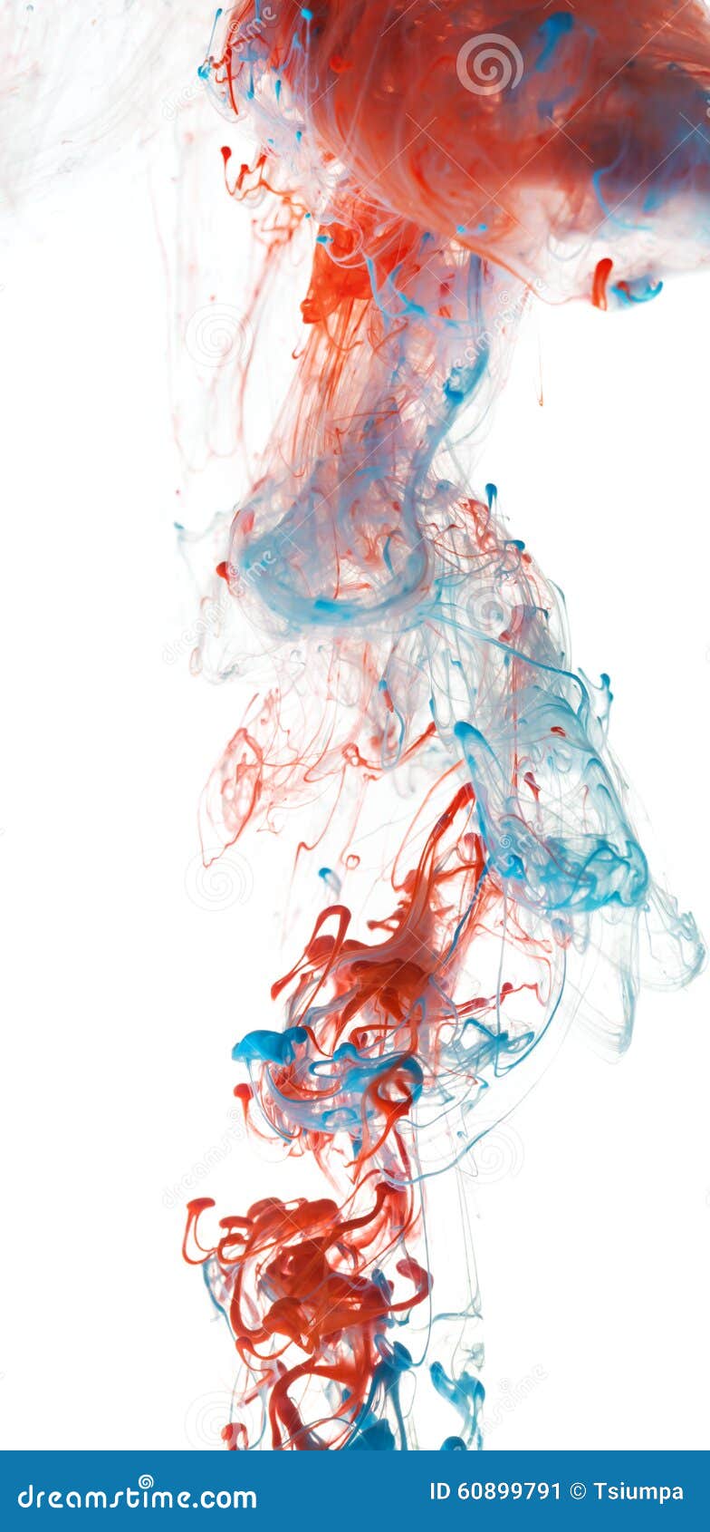 Red and blue ink in water stock image. Image of creativity - 60899791