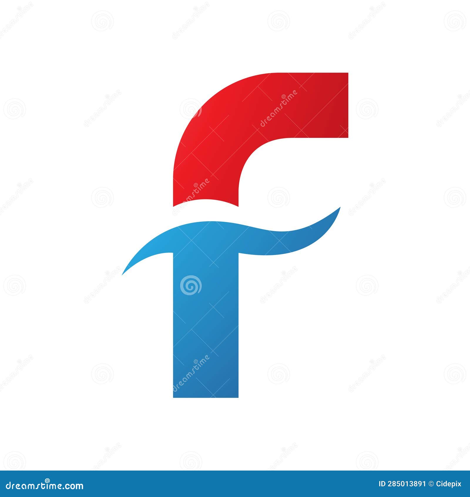 Red and Blue Letter F Icon with Spiky Waves Stock Vector - Illustration ...