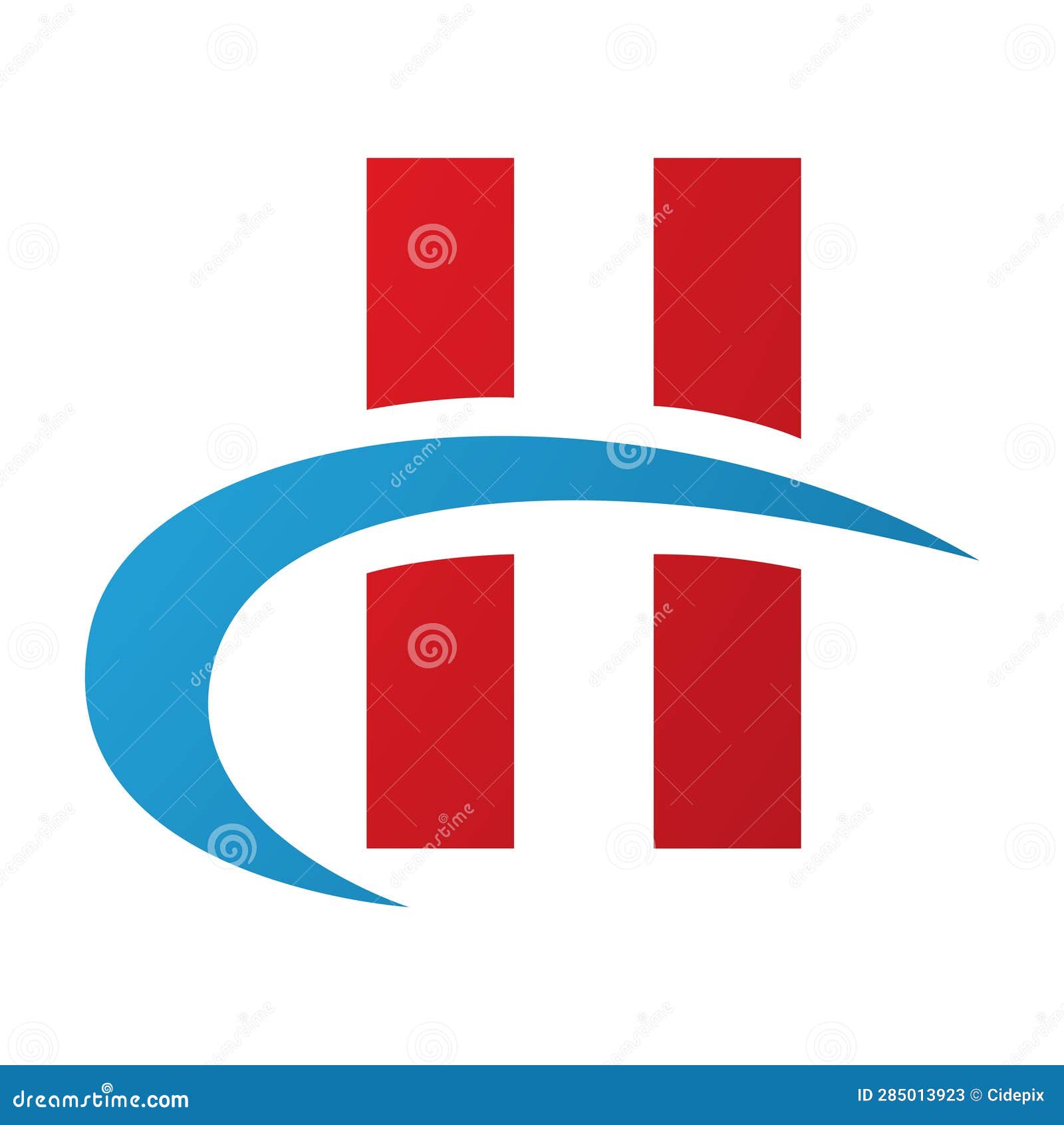 Red and Blue Letter H Icon with Vertical Rectangles and a Swoosh Stock ...