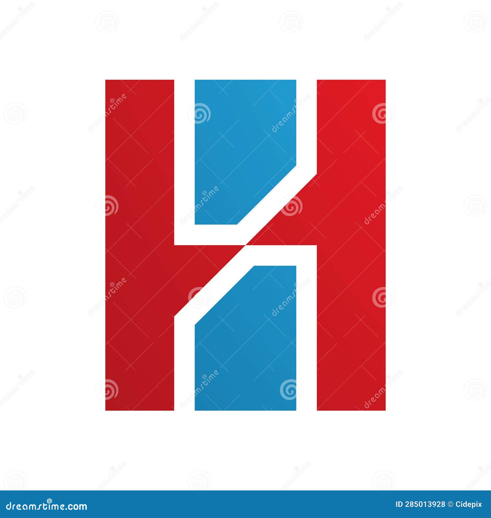 Red and Blue Letter H Icon with Vertical Rectangles Stock Vector ...