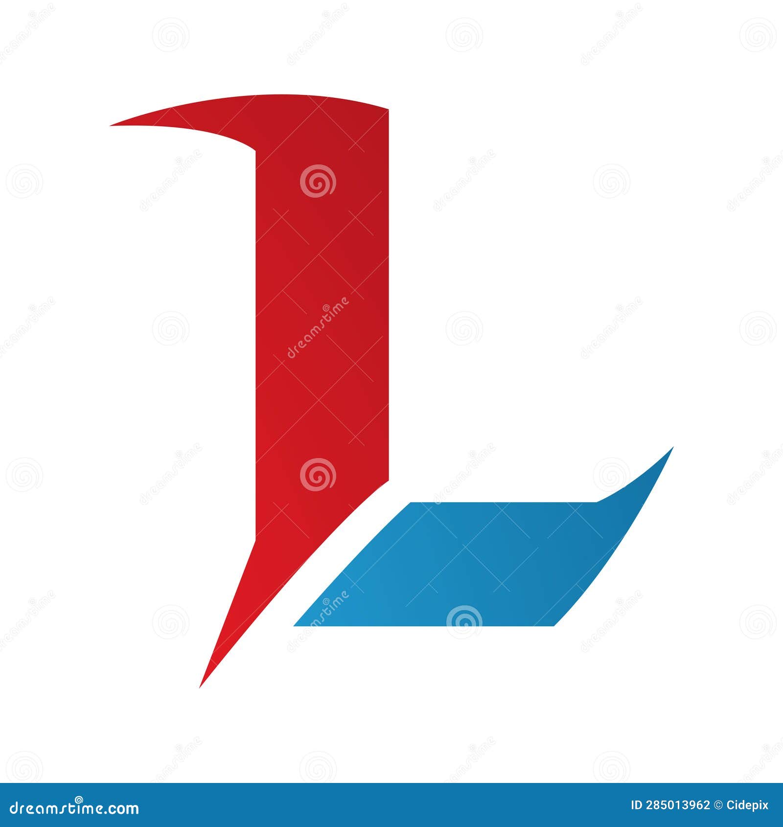 Red and Blue Letter L Icon with Sharp Spikes Stock Vector ...