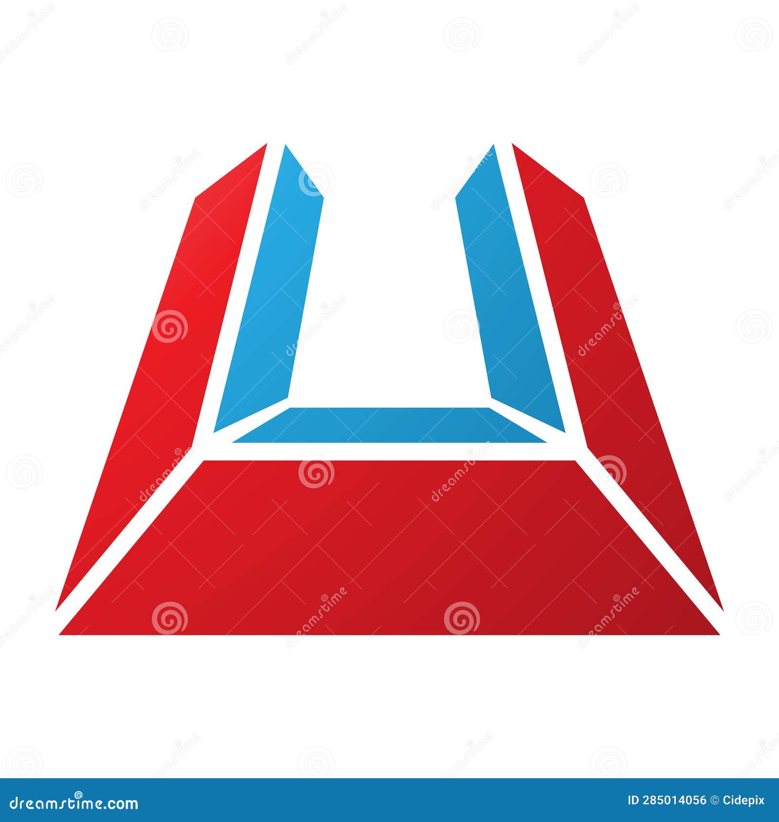 Red and Blue Letter U Icon in Perspective Stock Vector - Illustration ...