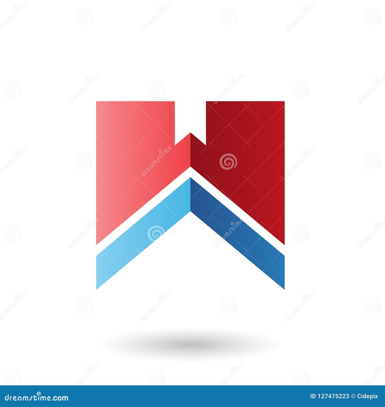 Red and Blue Letter W with a Thick Stripe Vector Illustration Stock ...