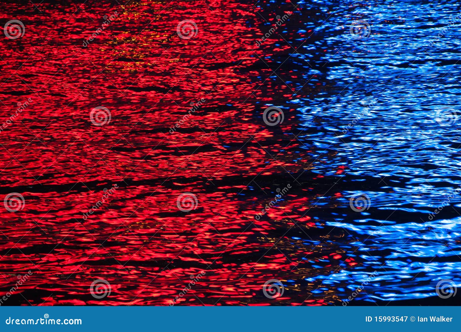 Red and Blue Light Reflections. Stock Image - Image of wave, reflecting ...