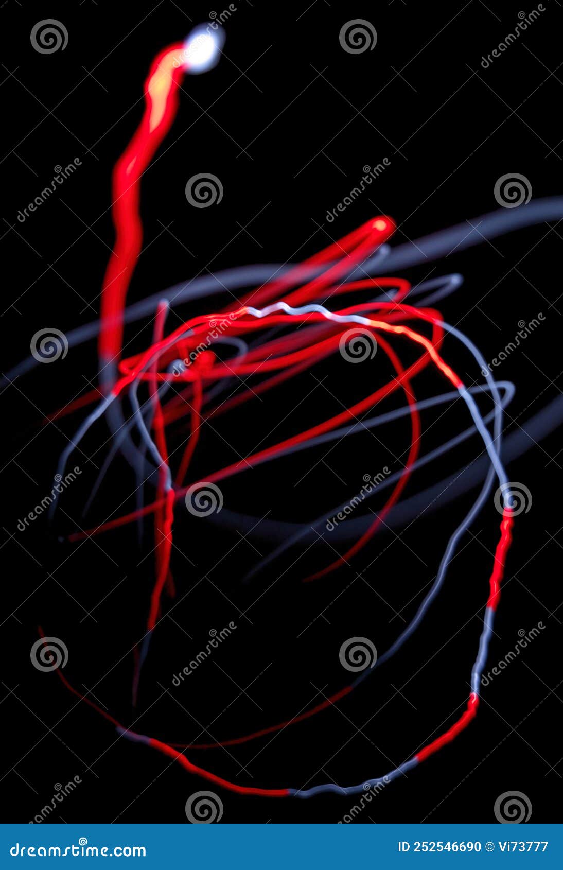 Red and Blue Light Trails. Drawing by Light in Dark with Long Exposure ...