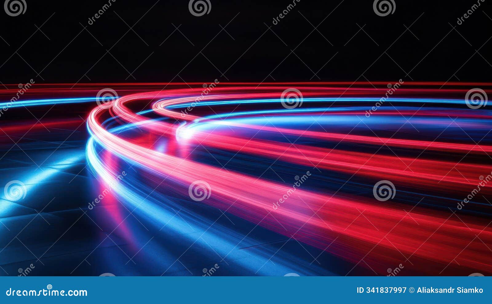 Red and Blue Light Trails on a Reflective Floor Symbolizing Progress ...