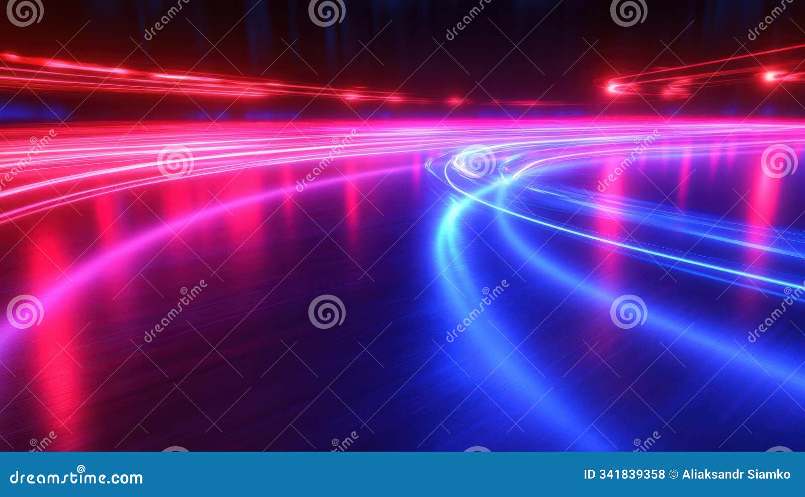 Red and Blue Light Trails on a Reflective Floor Symbolizing Progress ...