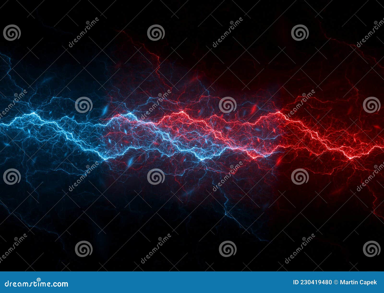 Red and Blue Lightning, Abstract Plasma Stock Illustration ...