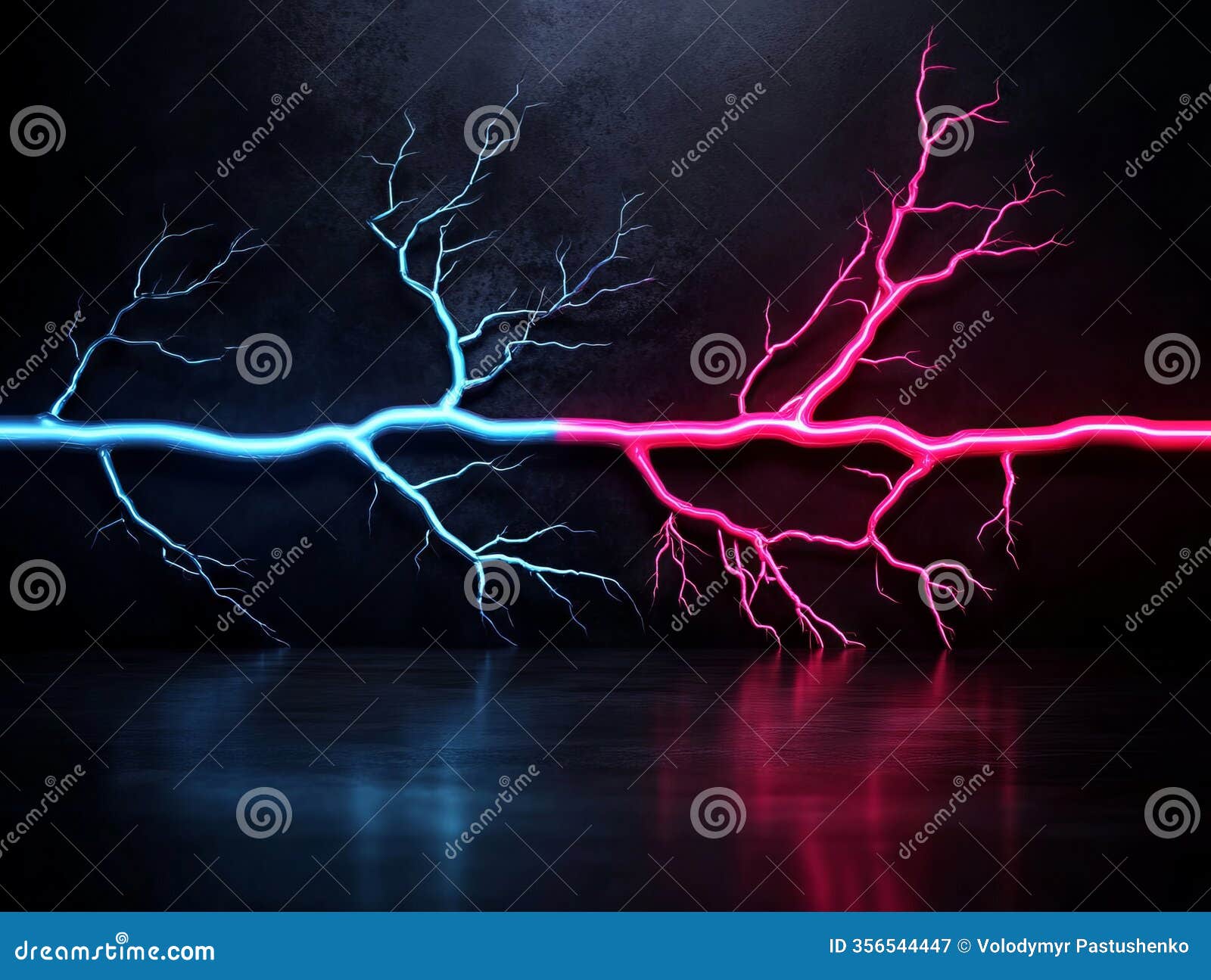 A Red and Blue Lightning Bolt on a Black Background Stock Image - Image ...
