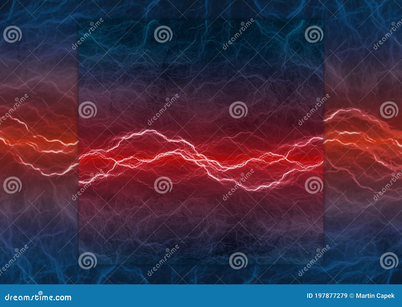 Red and blue lightning stock illustration. Illustration of blue - 197877279