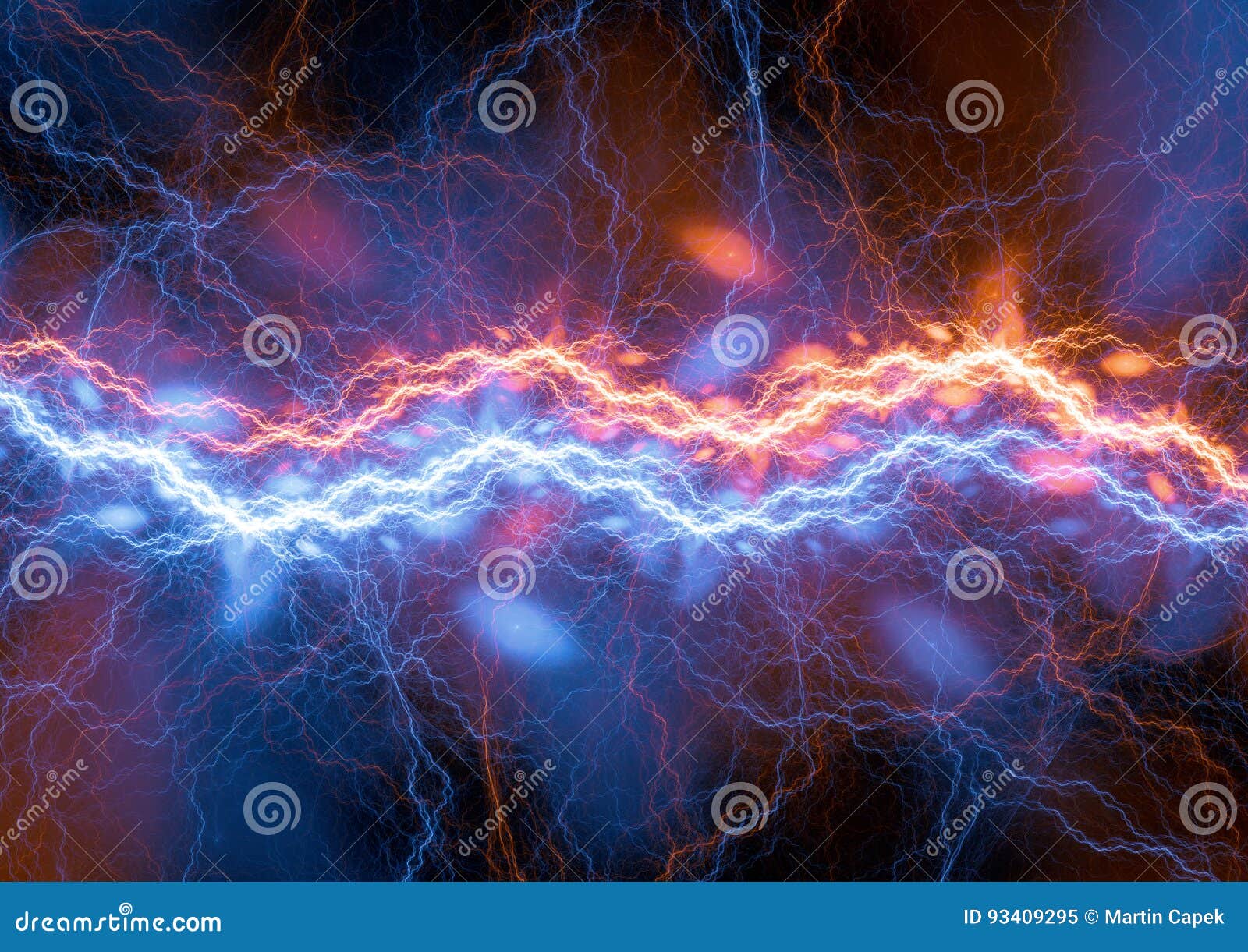 Red and blue lightning stock illustration. Illustration of blue - 93409295