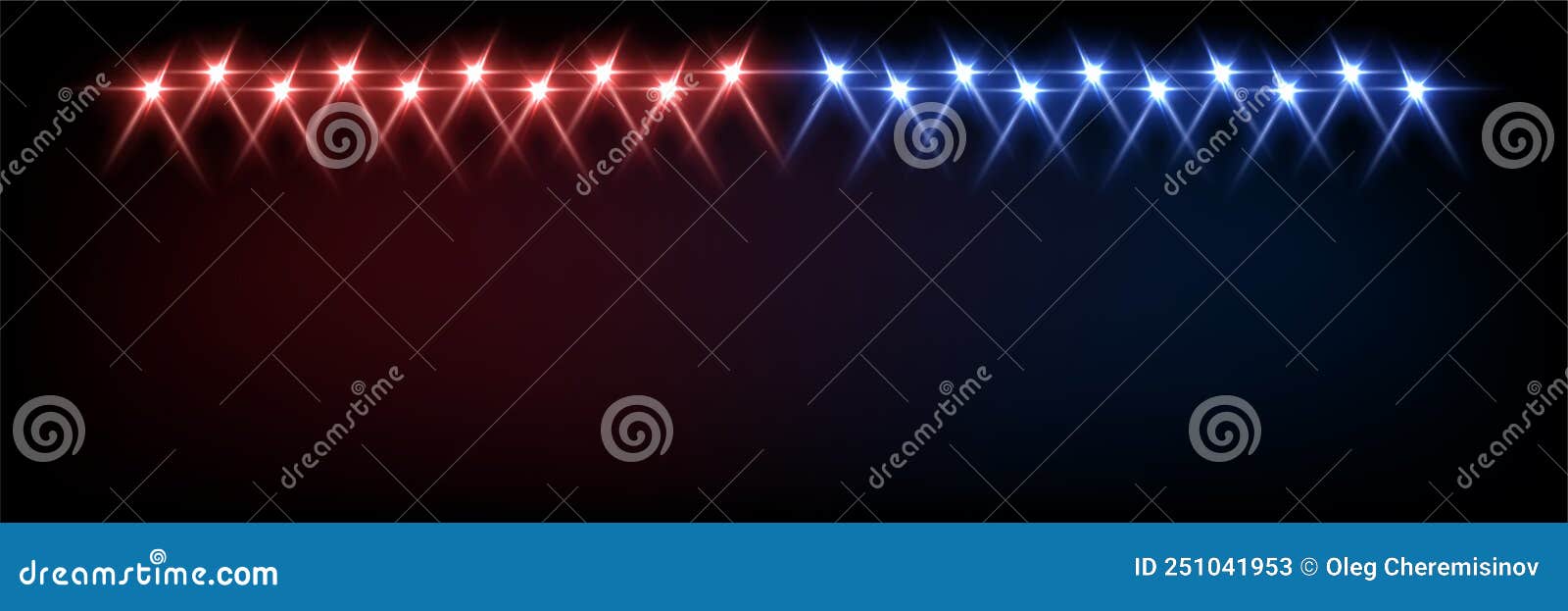 Red and Blue Lights from Projectors on Black Background. Spotlight with ...