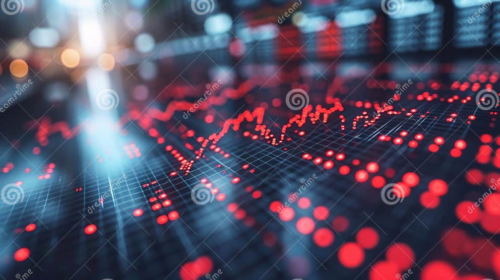 A Red and Blue Line Graph with Dots on it, AI Stock Illustration ...